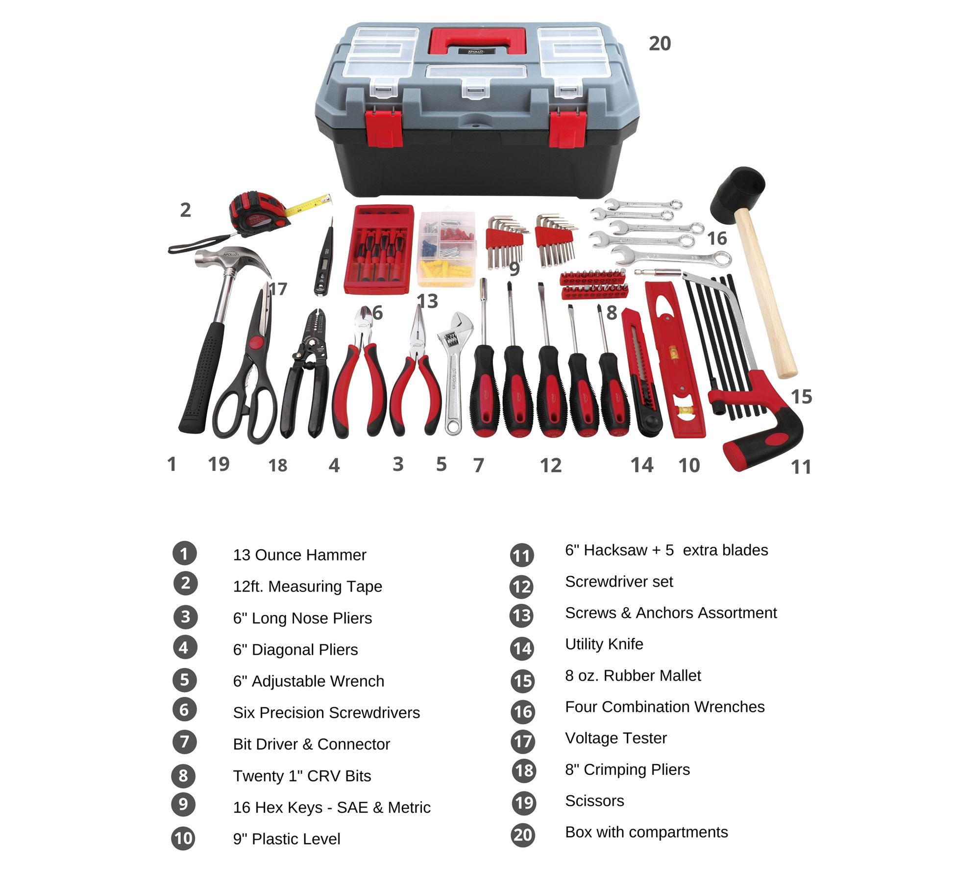 Apollo Tools 170-Piece Household Tool Kit - QVC.com