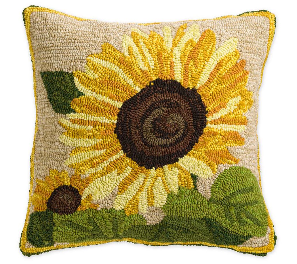 Evergreen Indoor/Outdoor Sunflower Garden Hooke d Throw Pillow - QVC.com