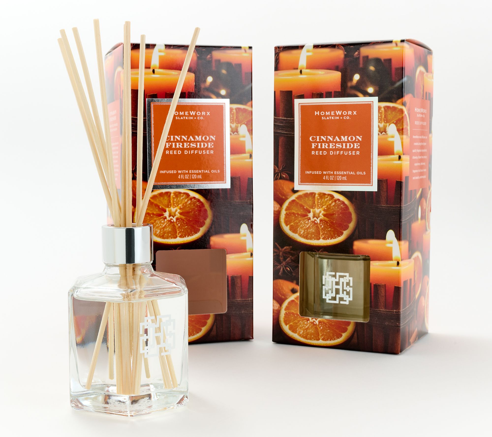 HomeWorx by Slatkin + Co. S/2 Cinnamon Fireside Reed Diffusers - QVC.com
