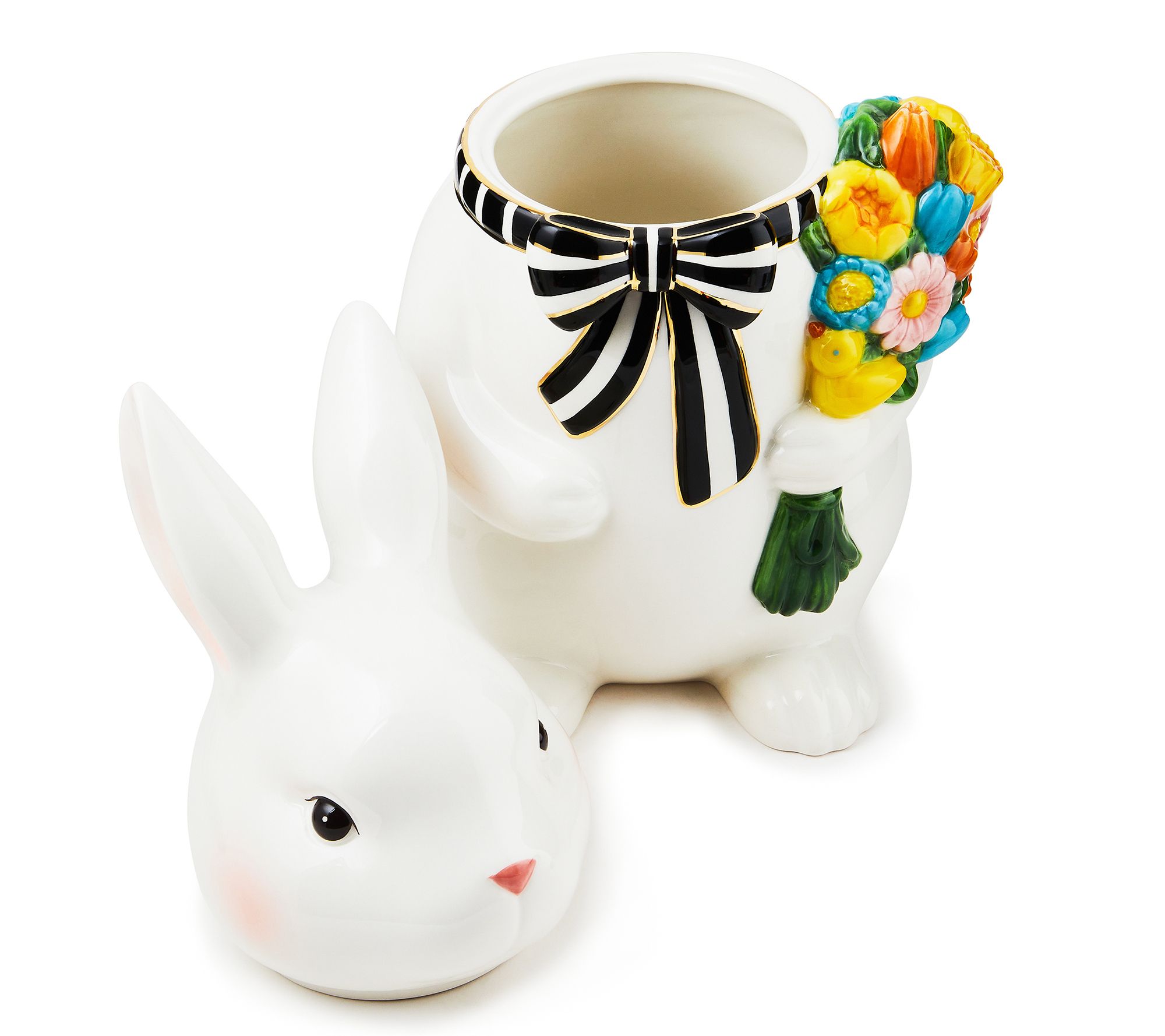 MacKenzie Childs Calico Bunny Cookie Jar - QVC.com