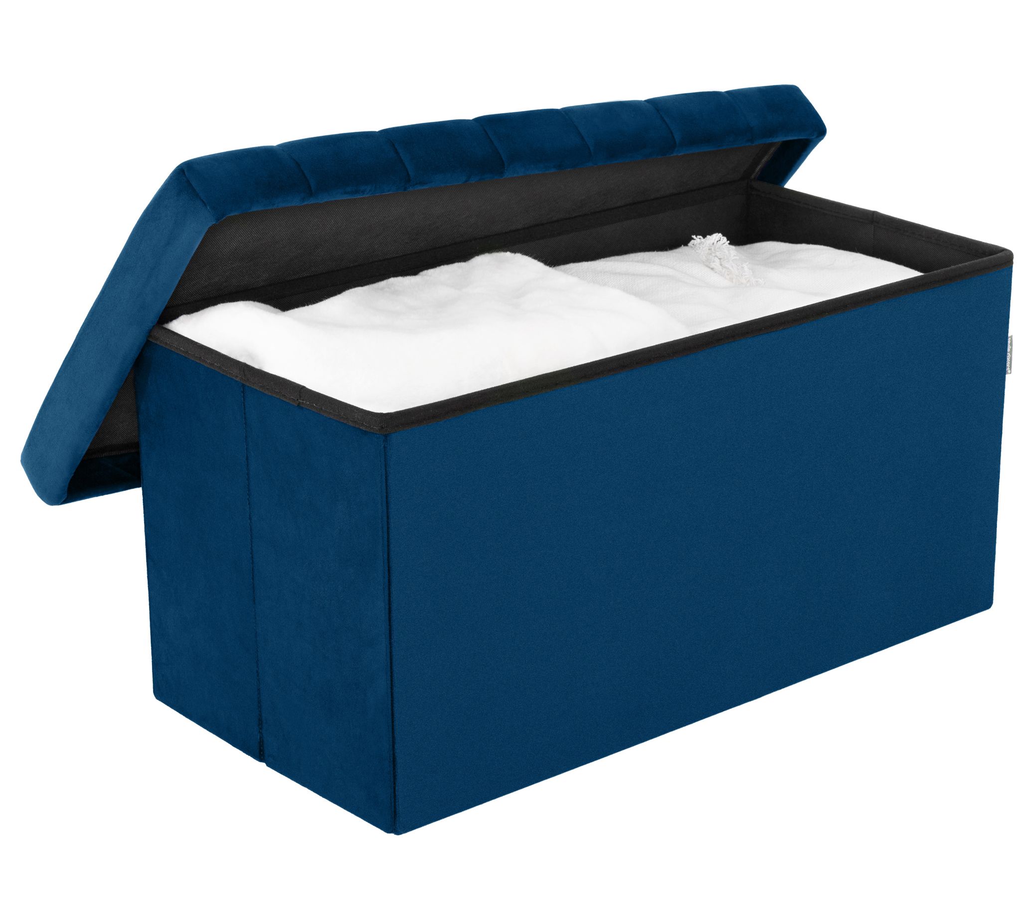 Seville Classic s Blue Velvet R ectangle Storag e Trunk Ottoman - QVC.com