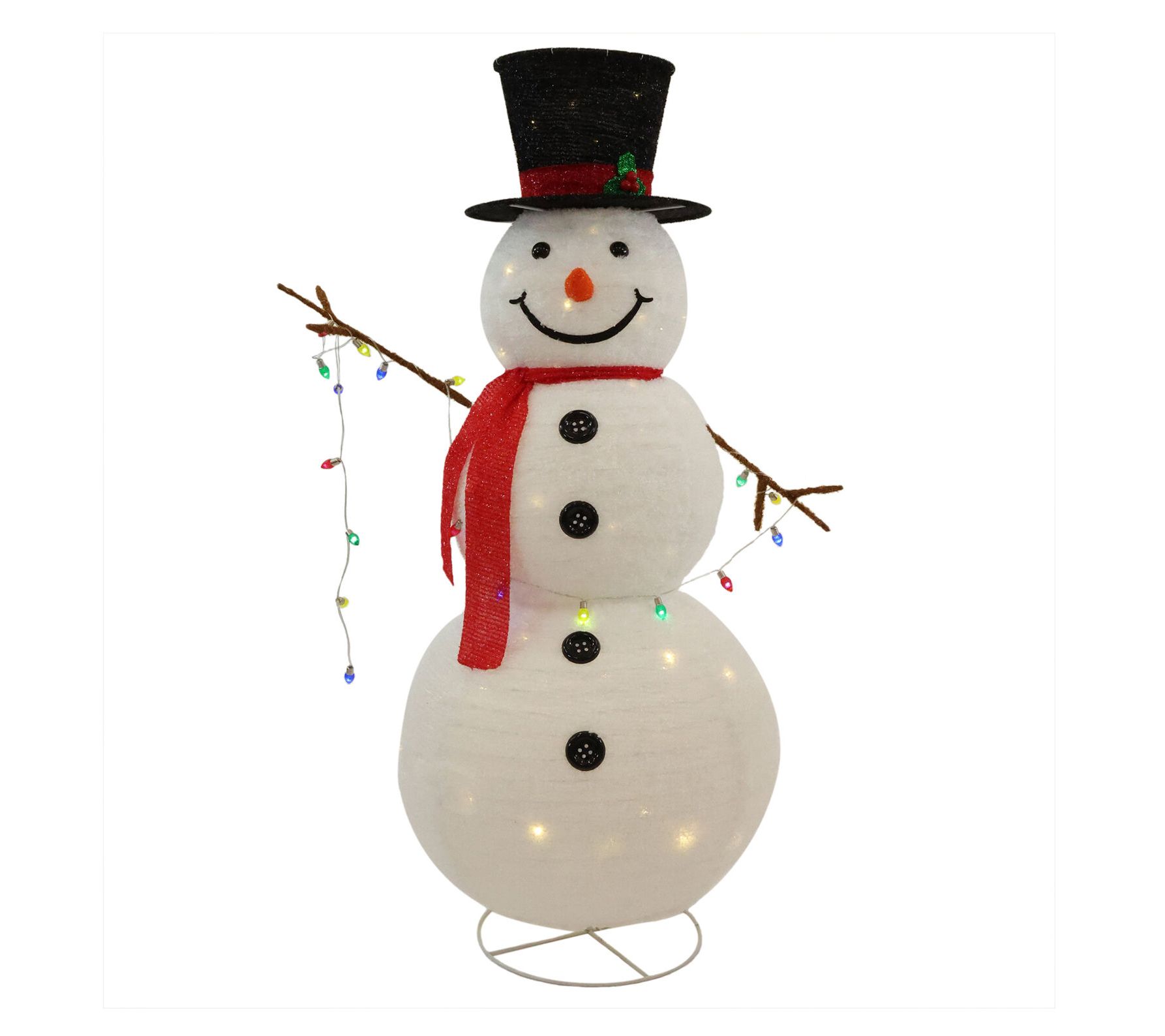 Fraser Hill Farm 4" Prelit Collapsible Tinsel Snowman Decor - QVC.com