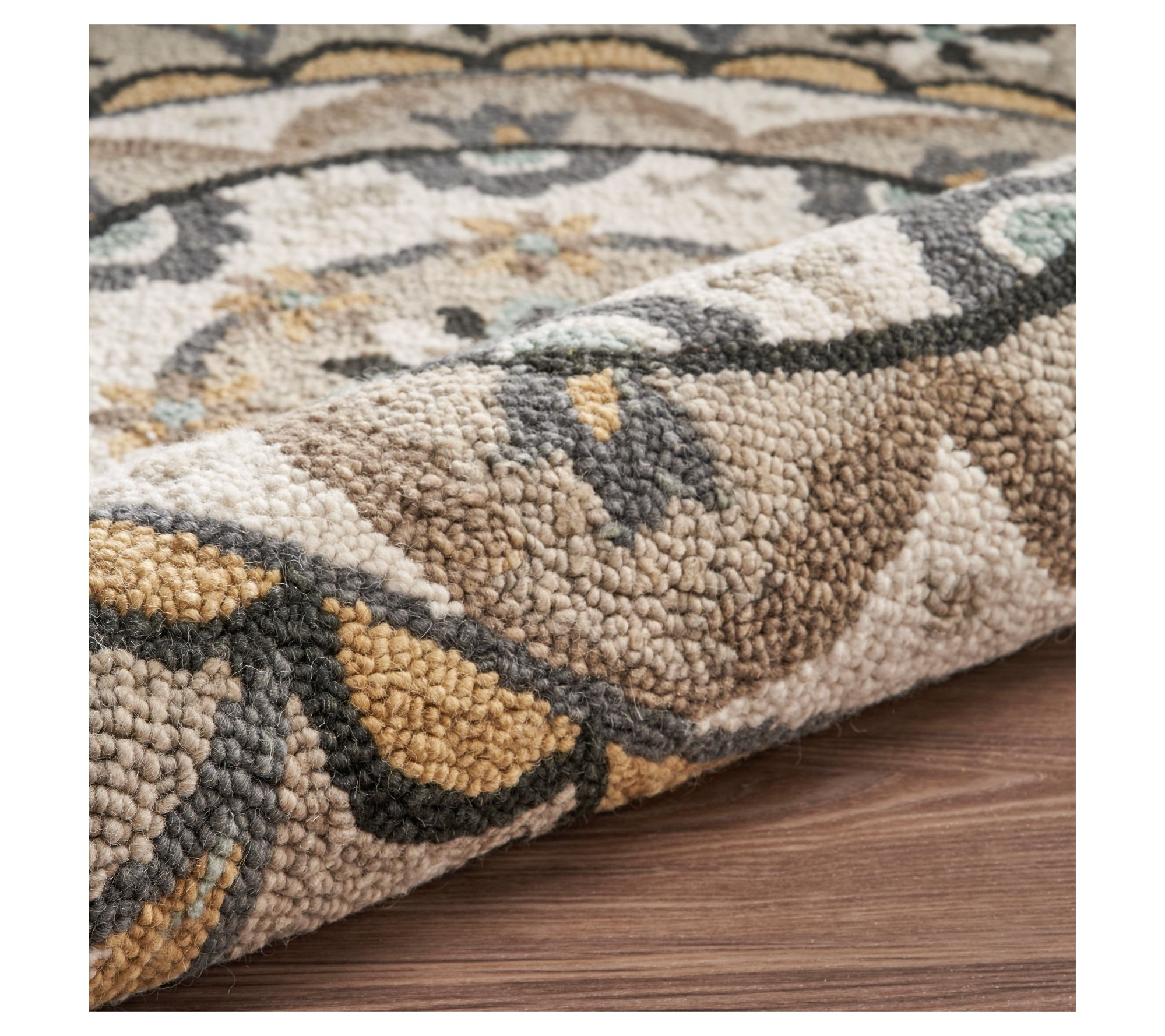 Ox Bay May Floral Medallion Wool Indoor 4' Round Rug - QVC.com