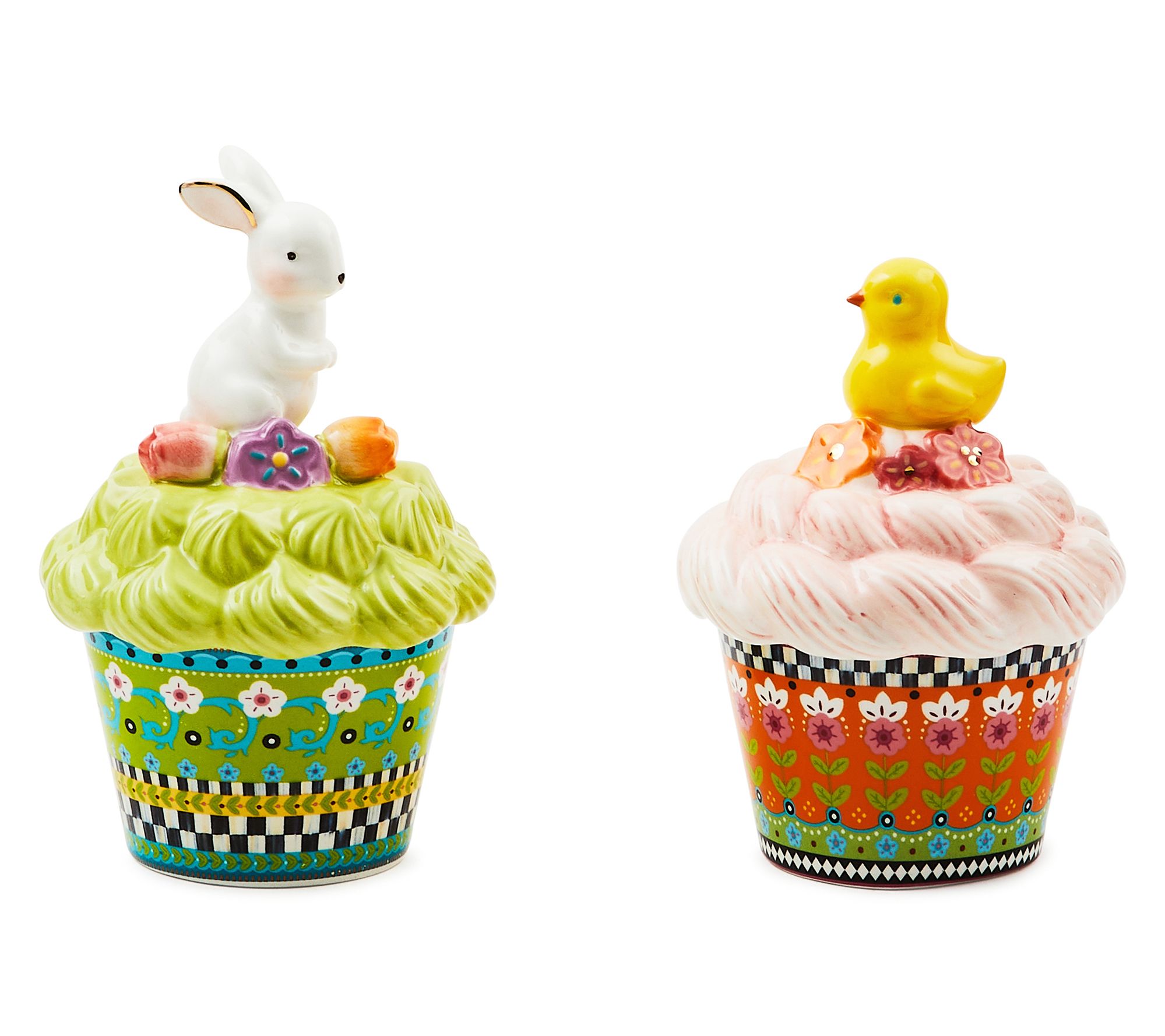 MacKenzie-Childs Set of 2 Calico Cupcake LiddedBoxes - QVC.com