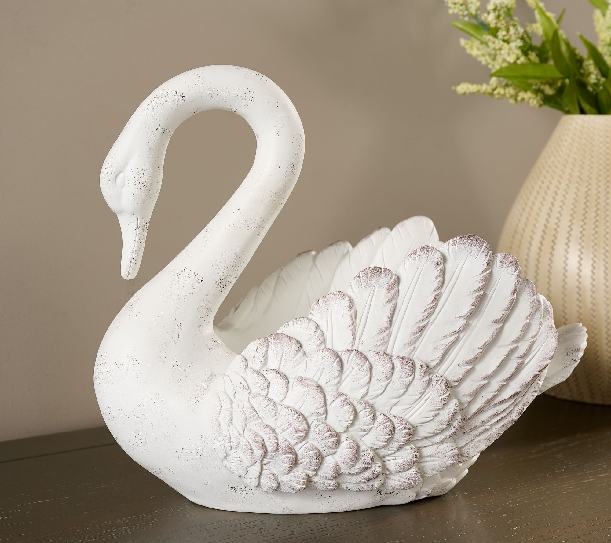 Cozy Cottage by Liz Marie Harvest Decorative Swan Basket - QVC.com