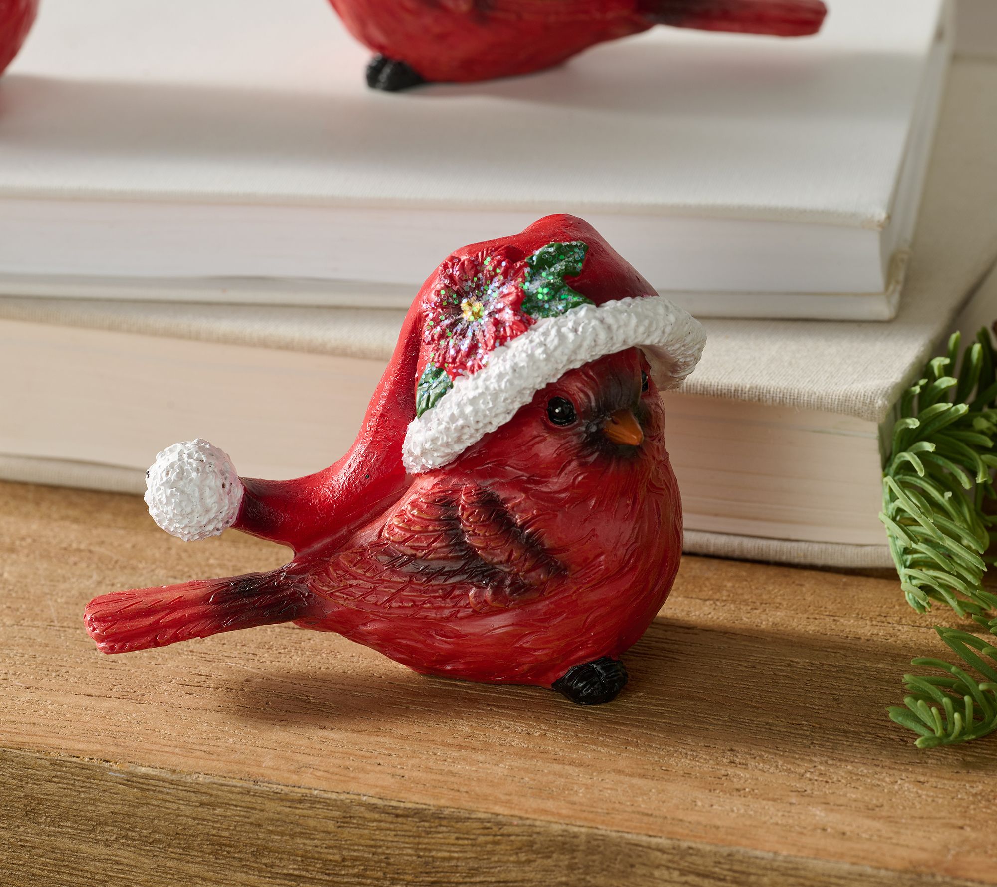 "As Is" Set-3 Resin Cardinal Figures w/ Santa Hat by Valerie - QVC.com
