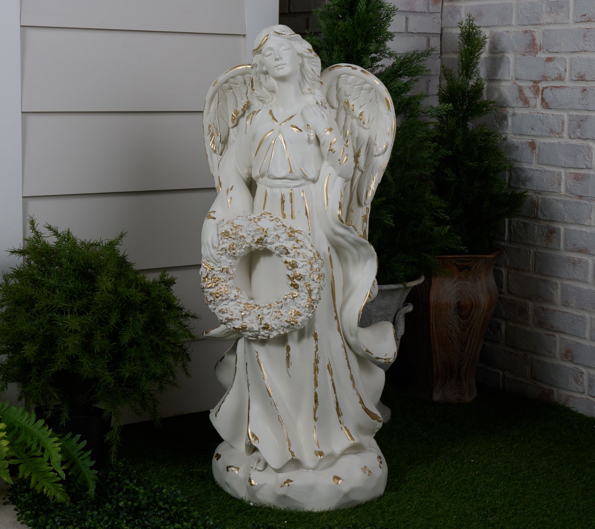 "As Is" 39" Indoor/Outdoor Gold Brushed Holiday Angel by Kim Gravel ...