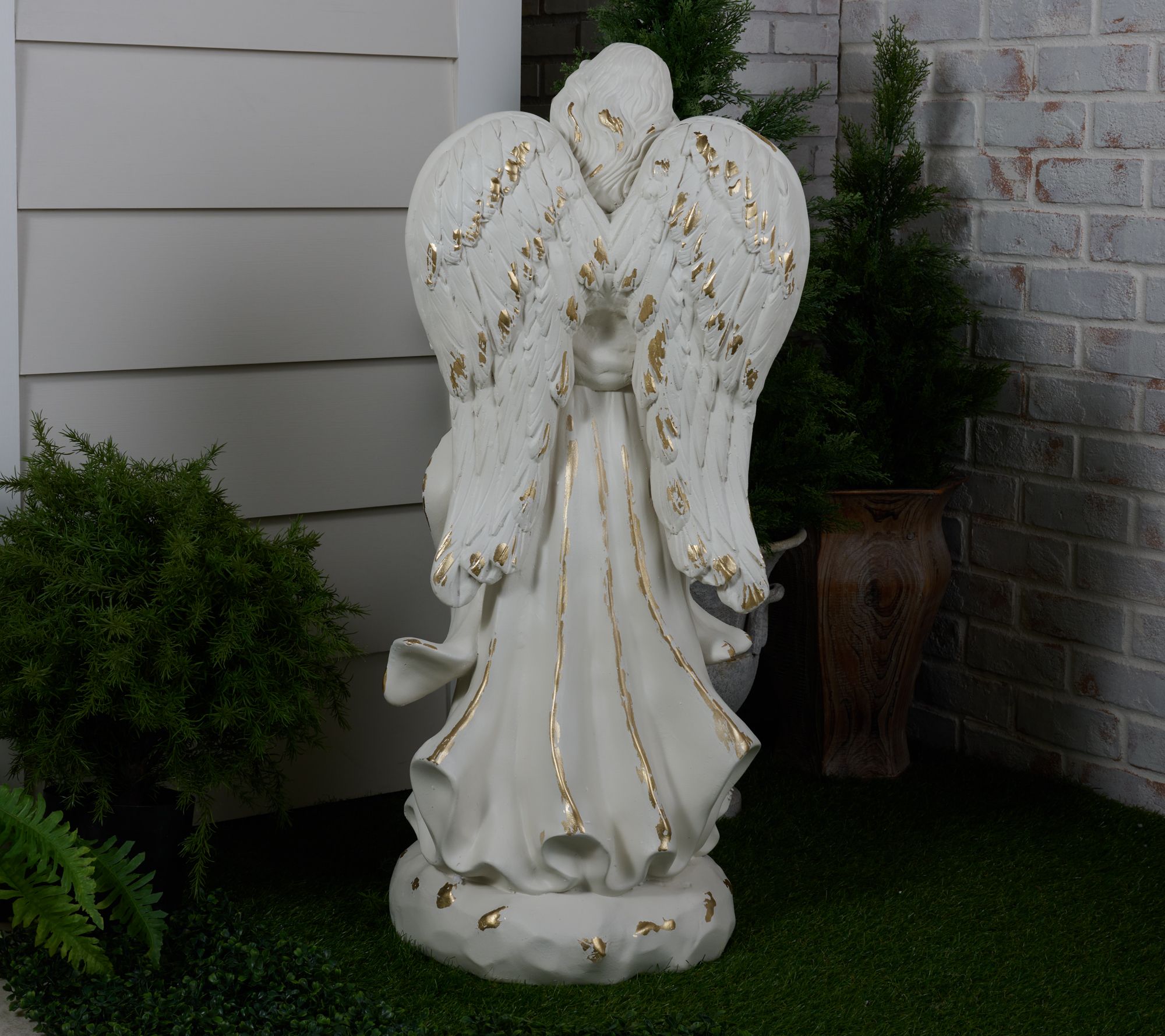 "As Is" 39" Indoor/Outdoor Gold Brushed Holiday Angel by Kim Gravel ...