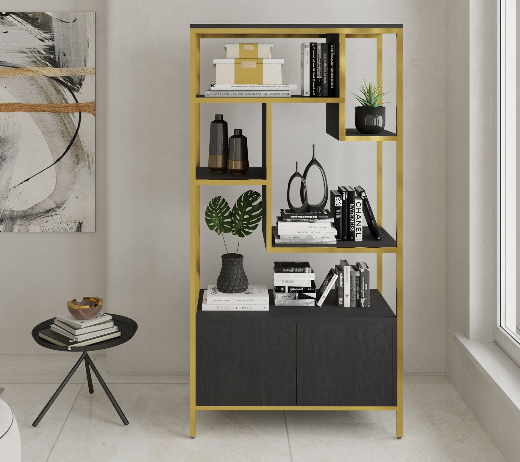 Techni Mobili 5-Shelve Storage Rack with Door C abinet - QVC.com