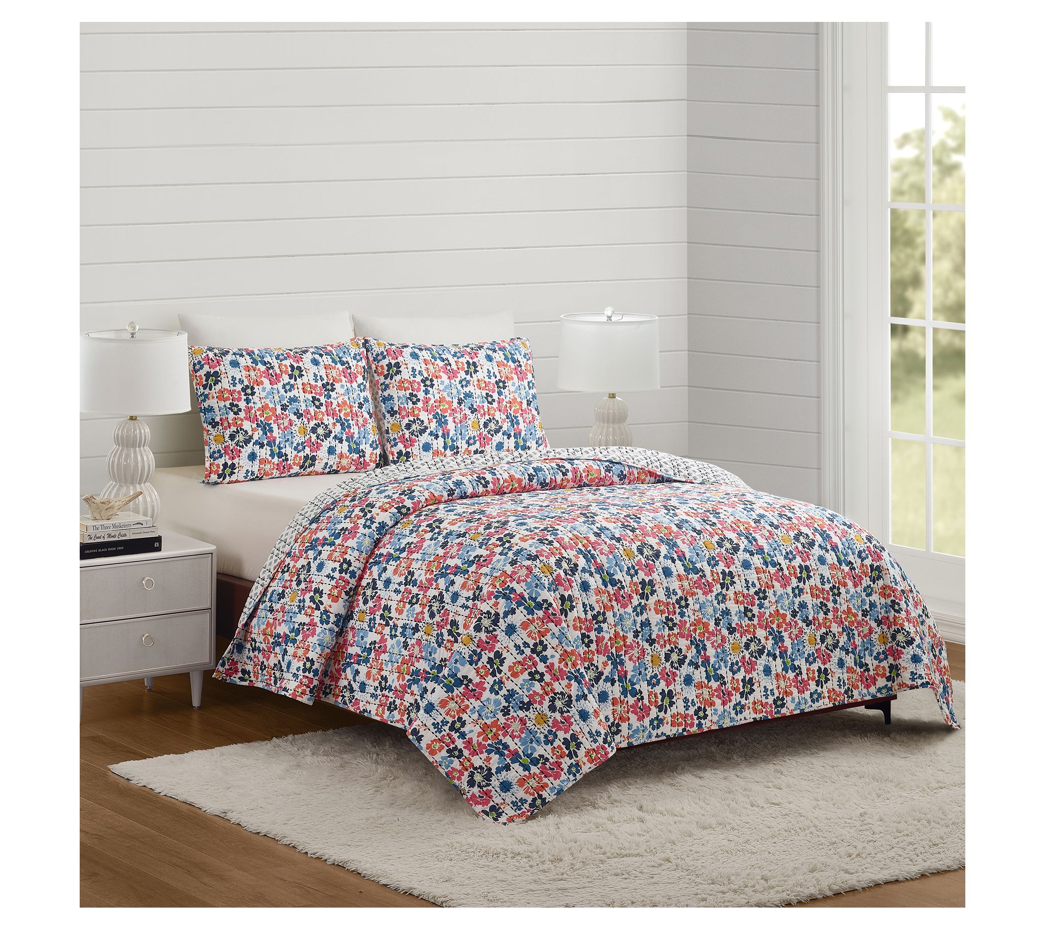 Modern Heirloom Blossom 3pc King Cotton Quilt Set - QVC.com