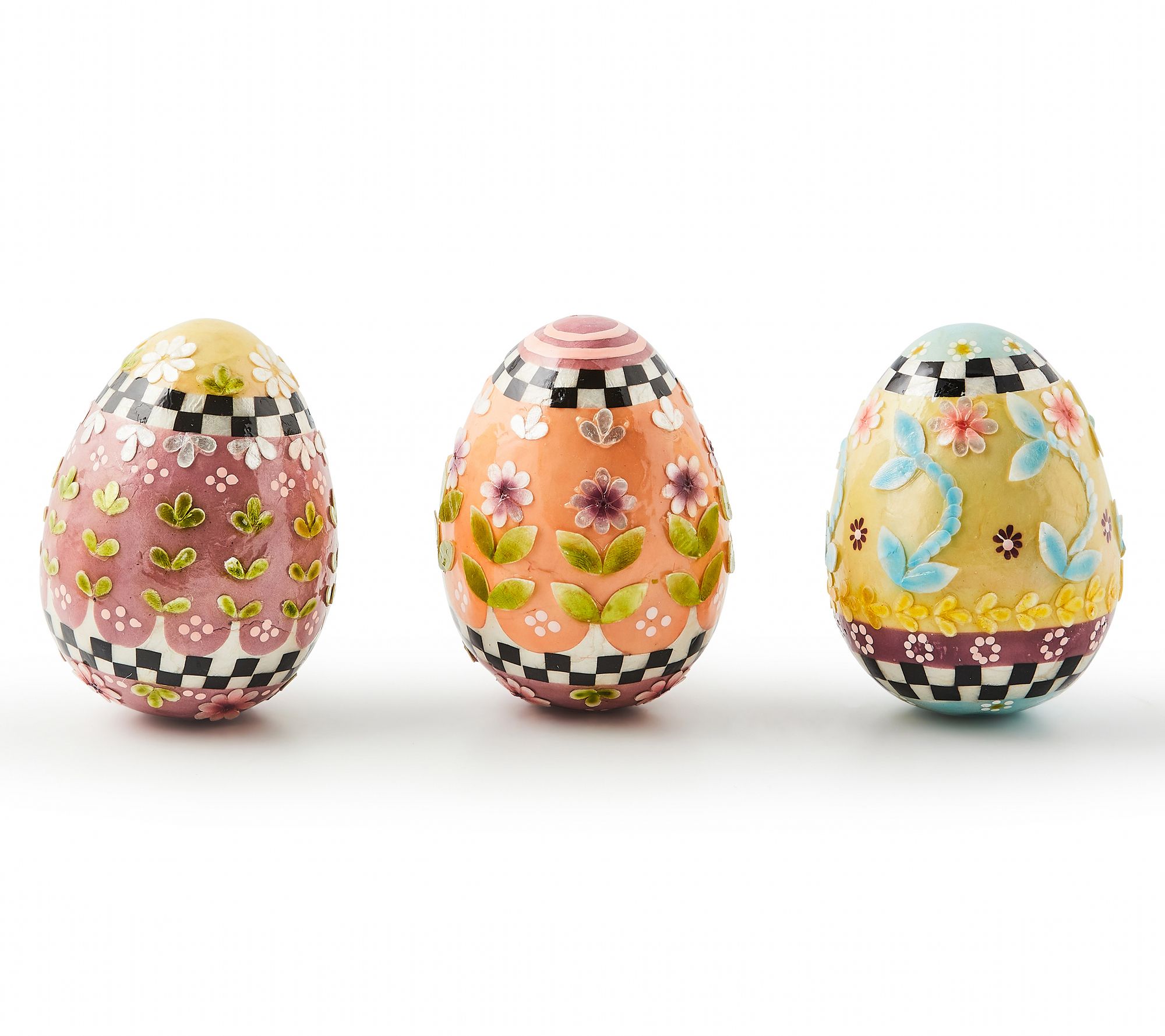 MacKenzie Childs Exclusive Set of 3 Calico Eggs - QVC.com