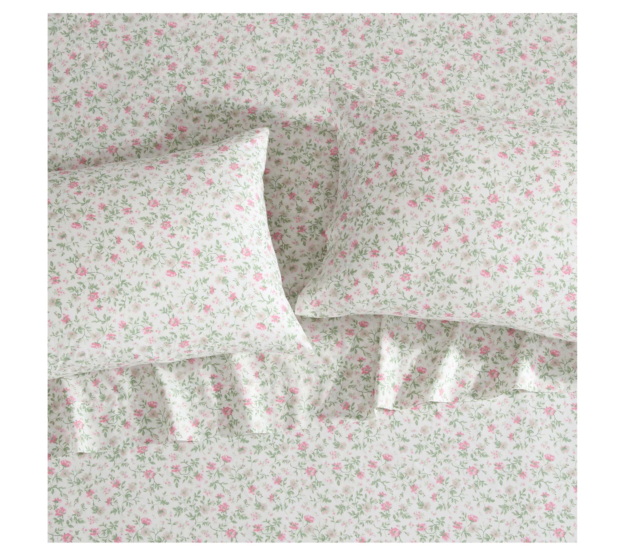 Laura Ashley Bonnie Pink-Green Full Sheet Set - QVC.com