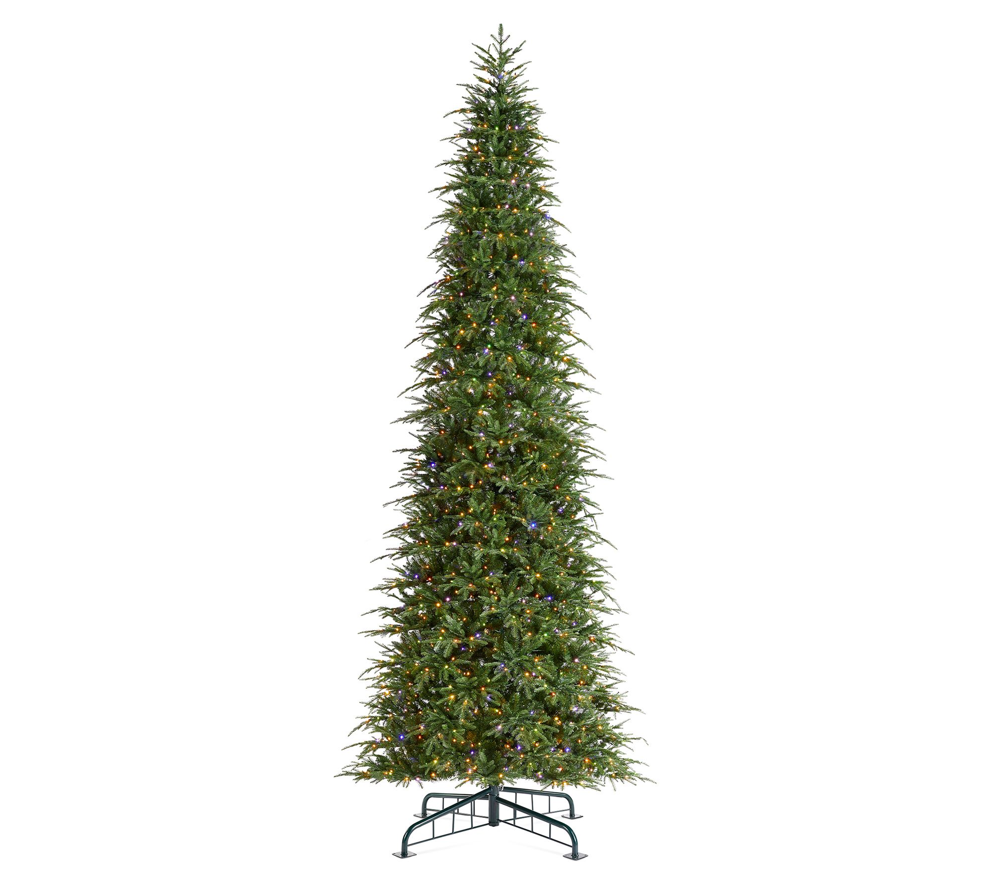 Glitzhome 15' LED Pre-Lit Green Fir Slim Faux Christmas Tree - QVC.com