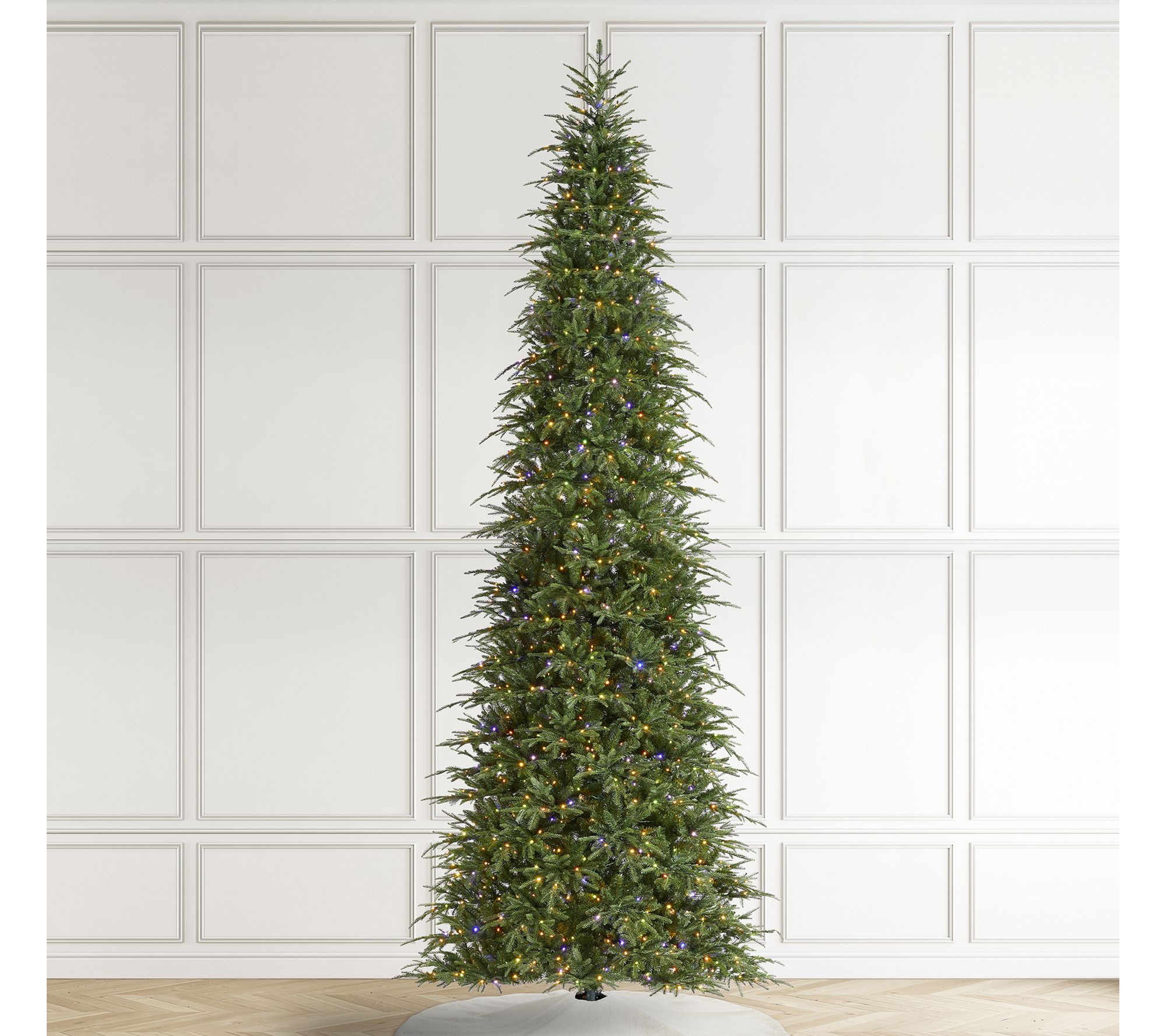 Glitzhome 15' LED Pre-Lit Green Fir Slim Faux Christmas Tree - QVC.com
