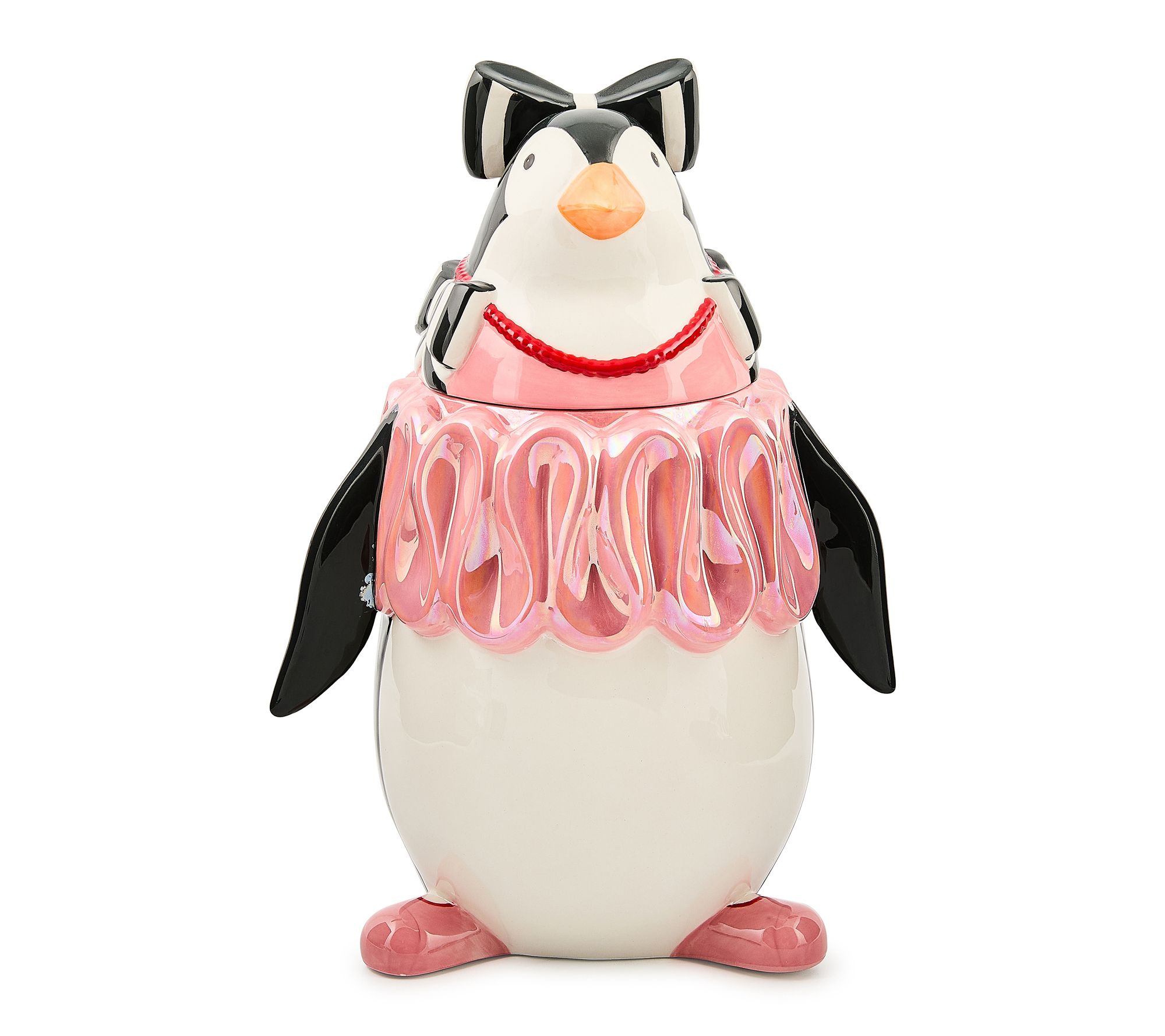 MacKenzie-Childs Millicent Penguin Ceramic Cookie Jar - QVC.com