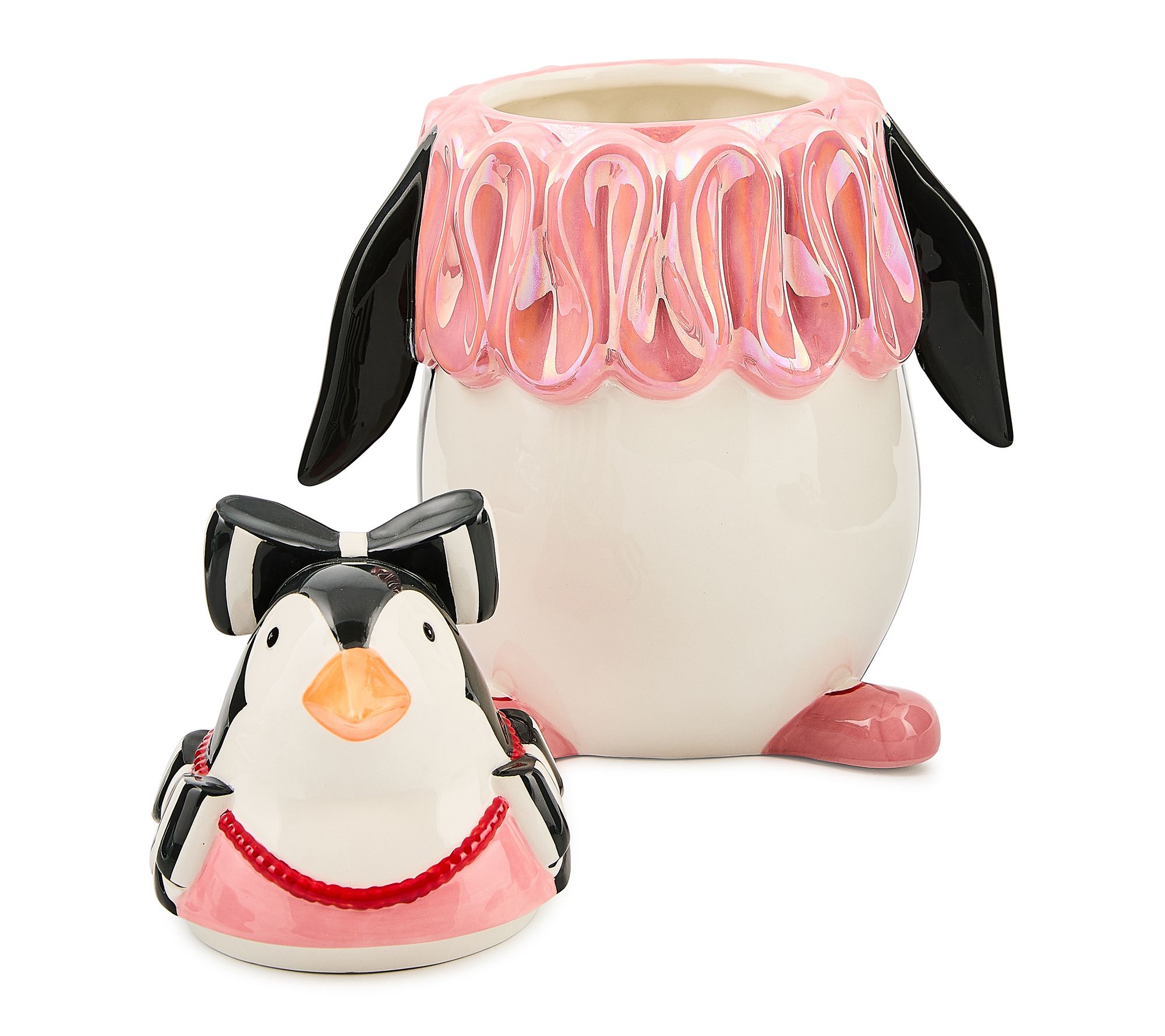 MacKenzie-Childs Millicent Penguin Ceramic Cookie Jar - QVC.com
