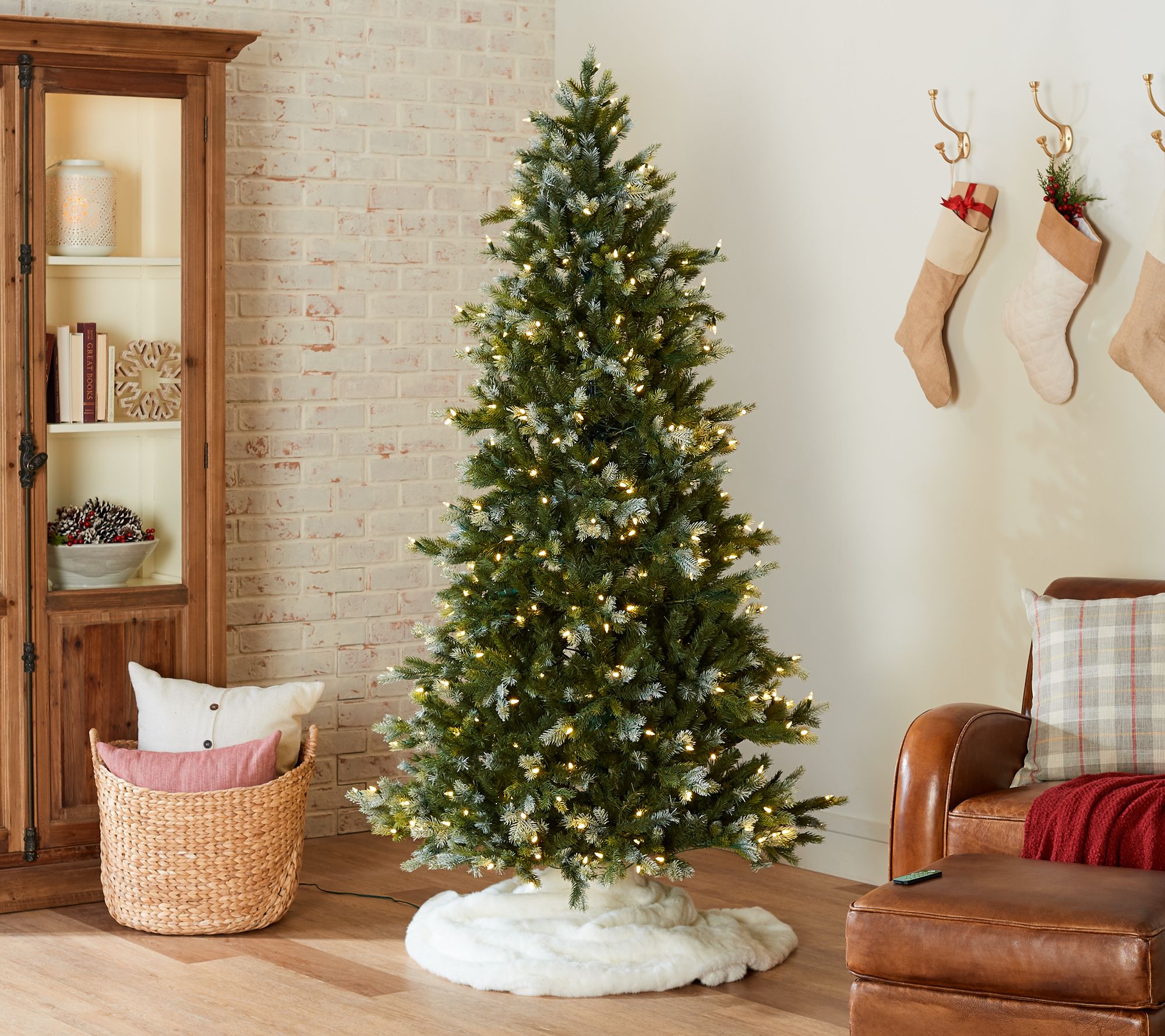 "As Is" Scott Living 6.5' Dusted Fir Tree with WRGB Technology - QVC.com