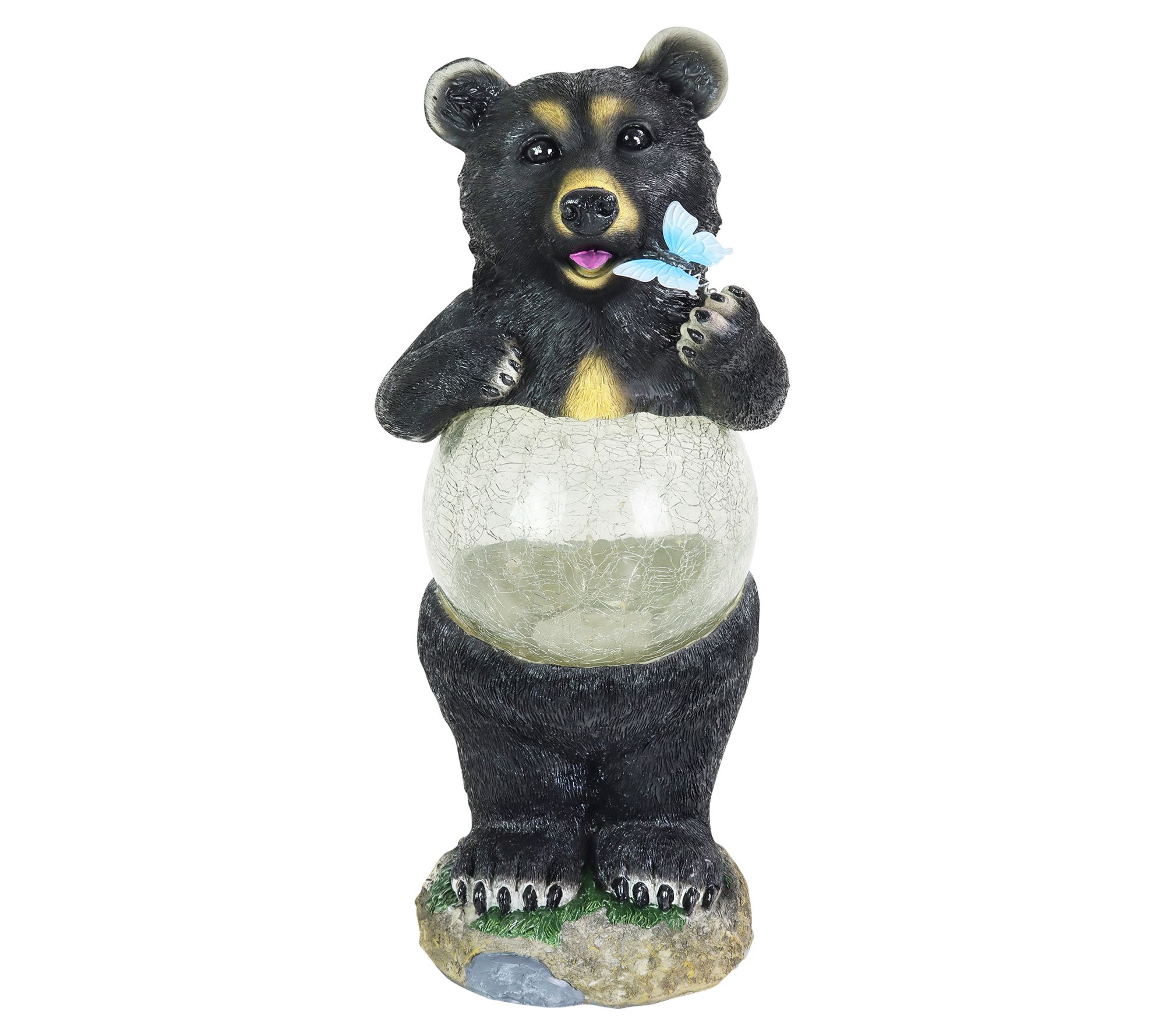 Exhart Solar Bear with Crackle Ball Belly - QVC.com