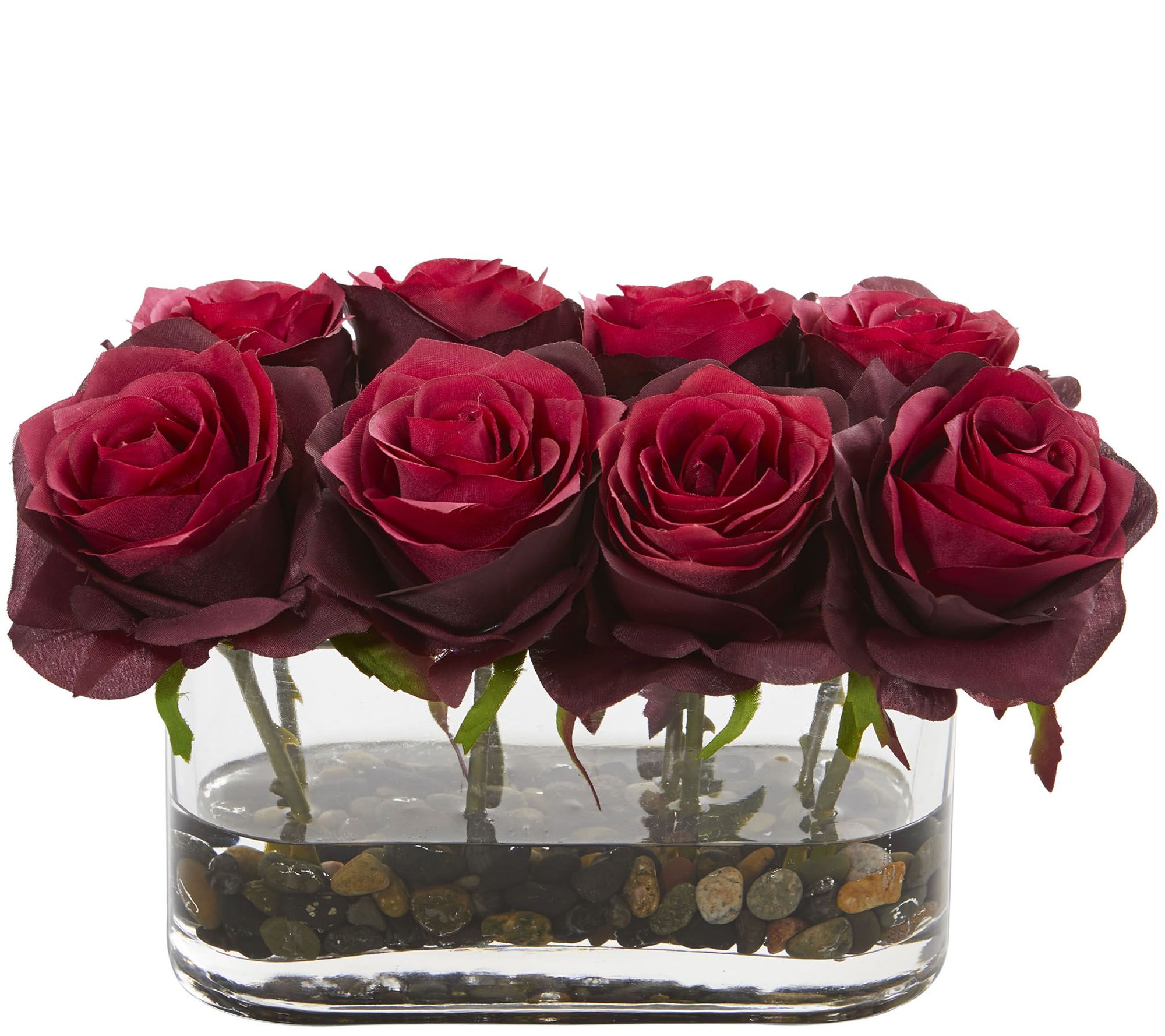 5.5" Blooming Roses in Vase Arrangement by Nearly Natural - QVC.com