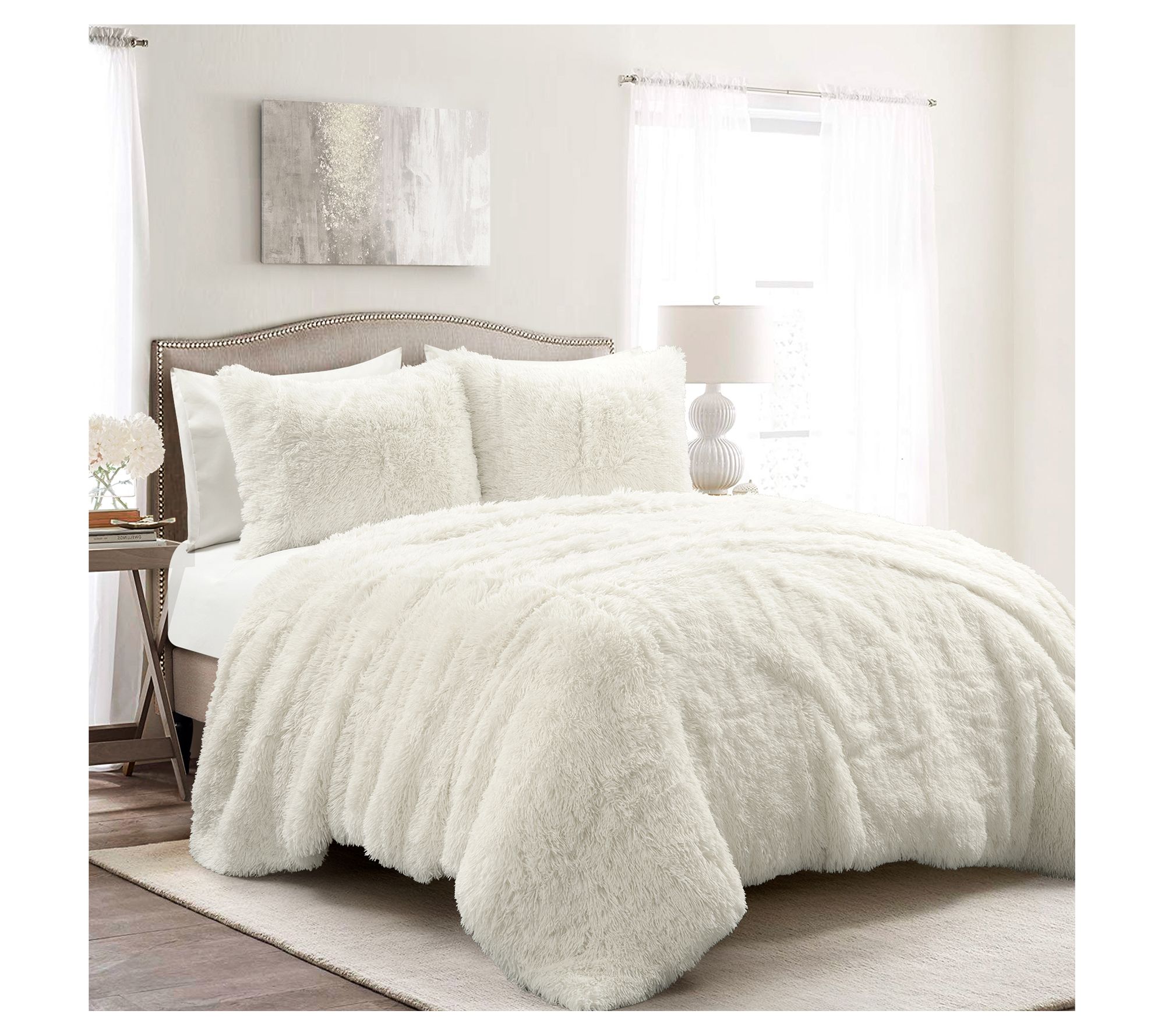 Emma Faux Fur Oversized Comforter Set Full/Queen by Lush Decor - QVC.com
