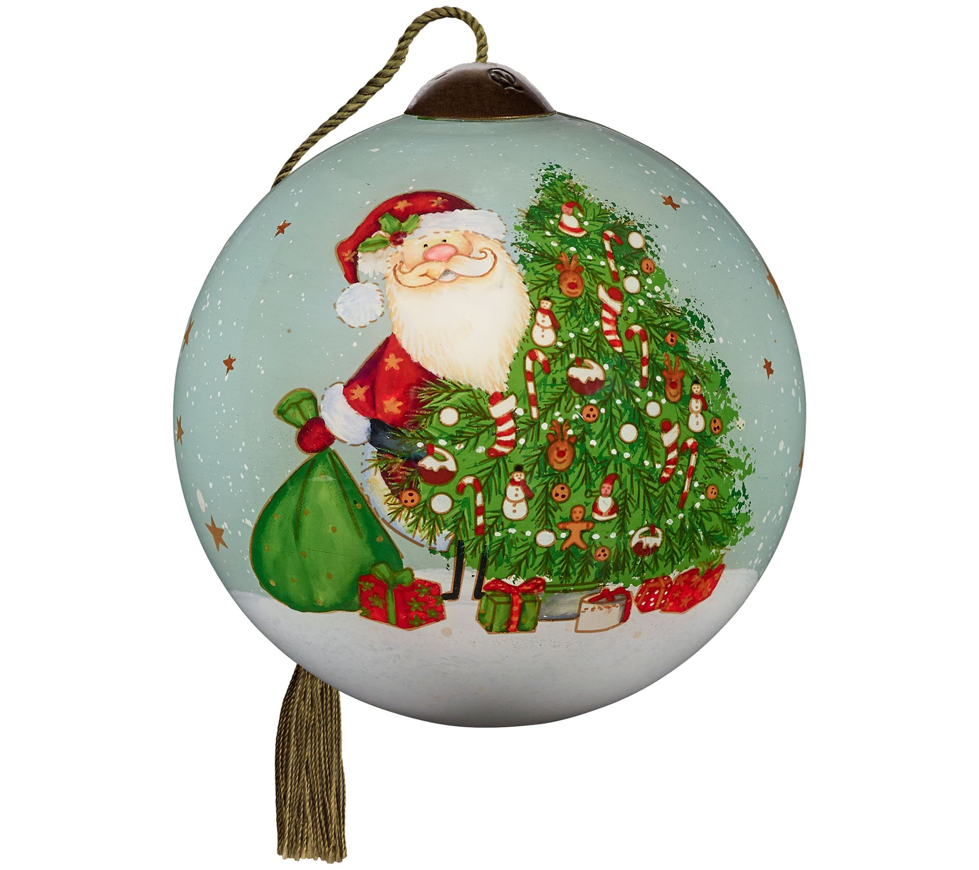 Ne'Qwa 2.5" Cartoon Santa With Toys And Tree Ornament - QVC.com