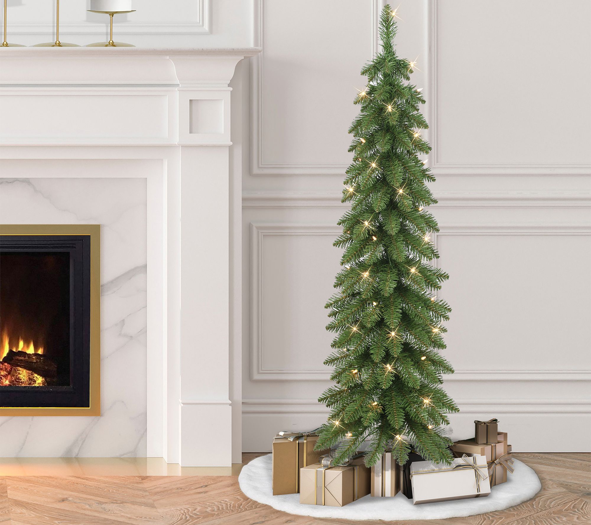 Puleo 4' Pre-Lit Artificial Alpine Pencil Tree - QVC.com