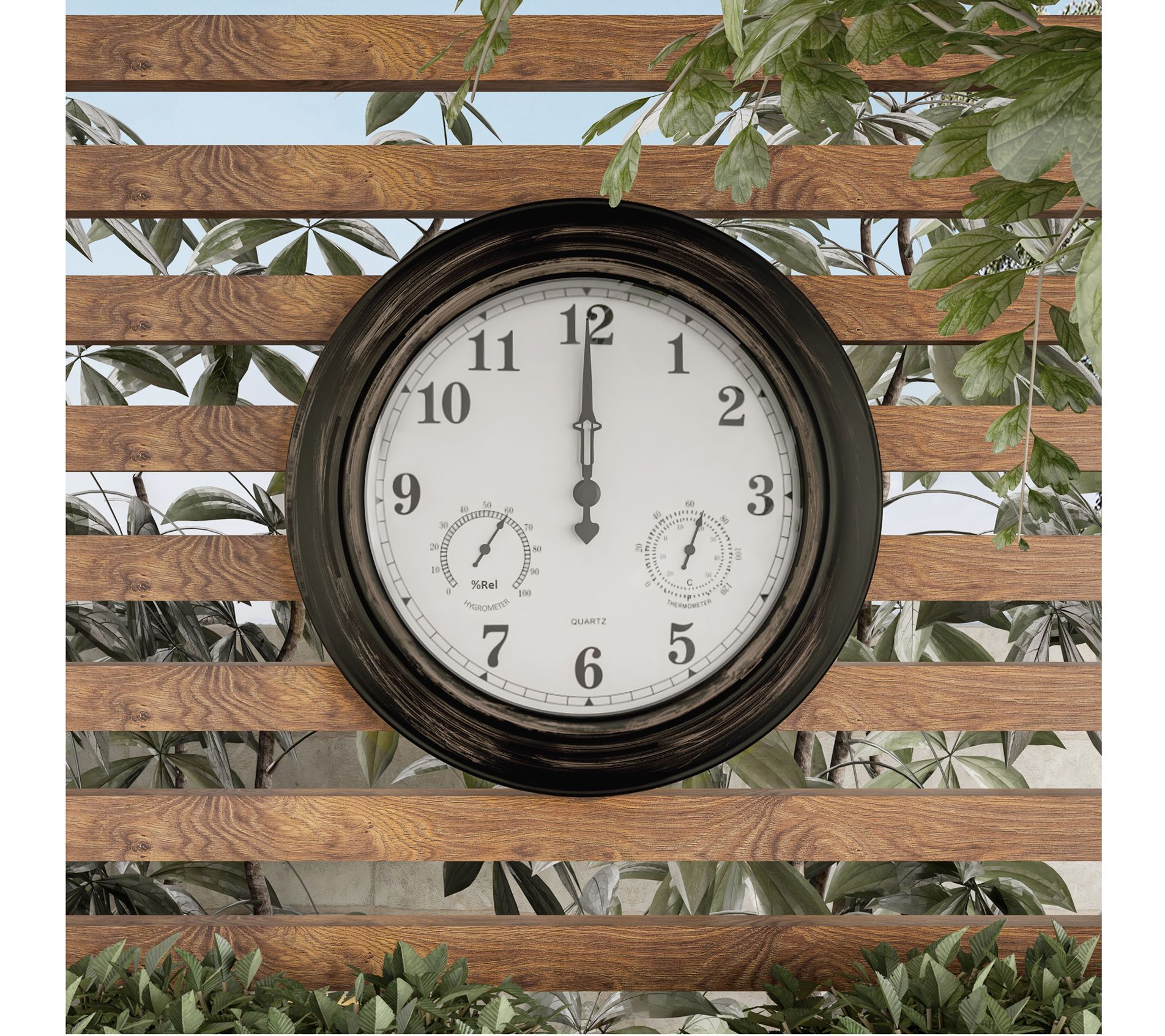 Pure Garden 18" Indoor or Outdoor Wall Clock Thermometer - QVC.com