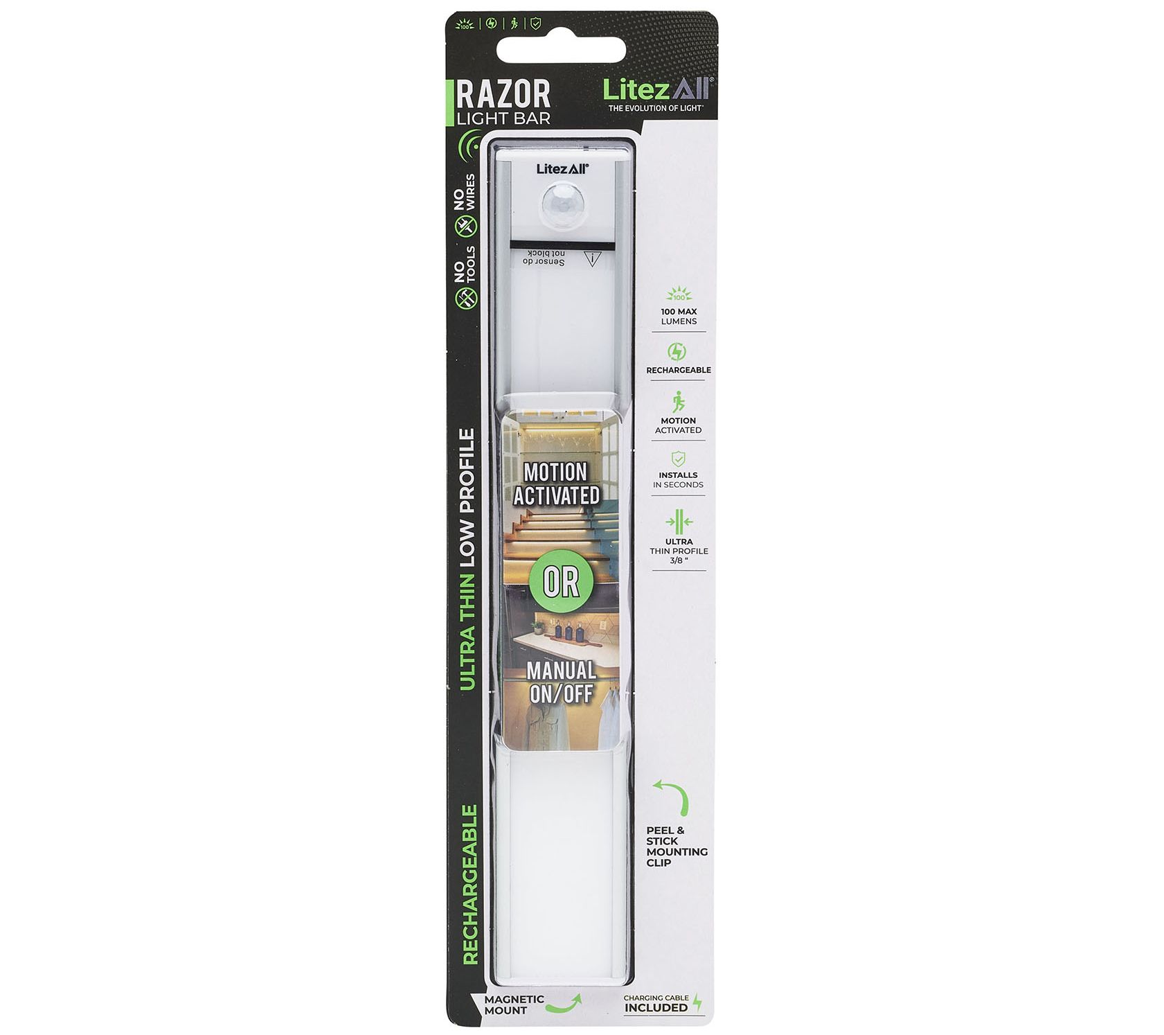 LitezAll Rechargeable Motion Activated LightBar - QVC.com