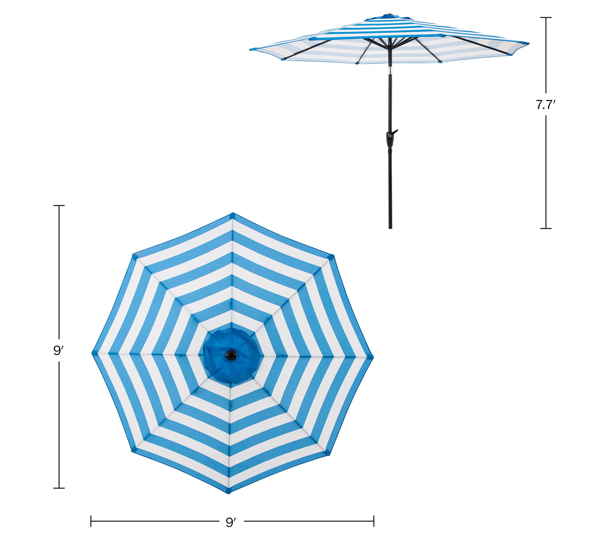 Pure Garden 9FT Striped Patio Umbrella with Push Button Tilt - QVC.com