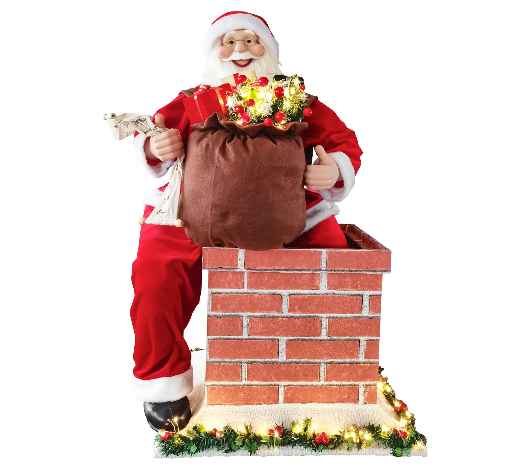 Fraser Hill Farm 48-In. Life-Size Santa in Chimney with Toy Sa - QVC.com