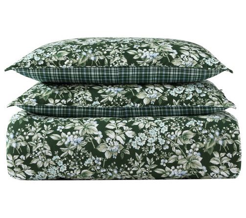 Laura Ashley Br amble Floral Gr een King Comfor ter Sham Bonus - QVC.com