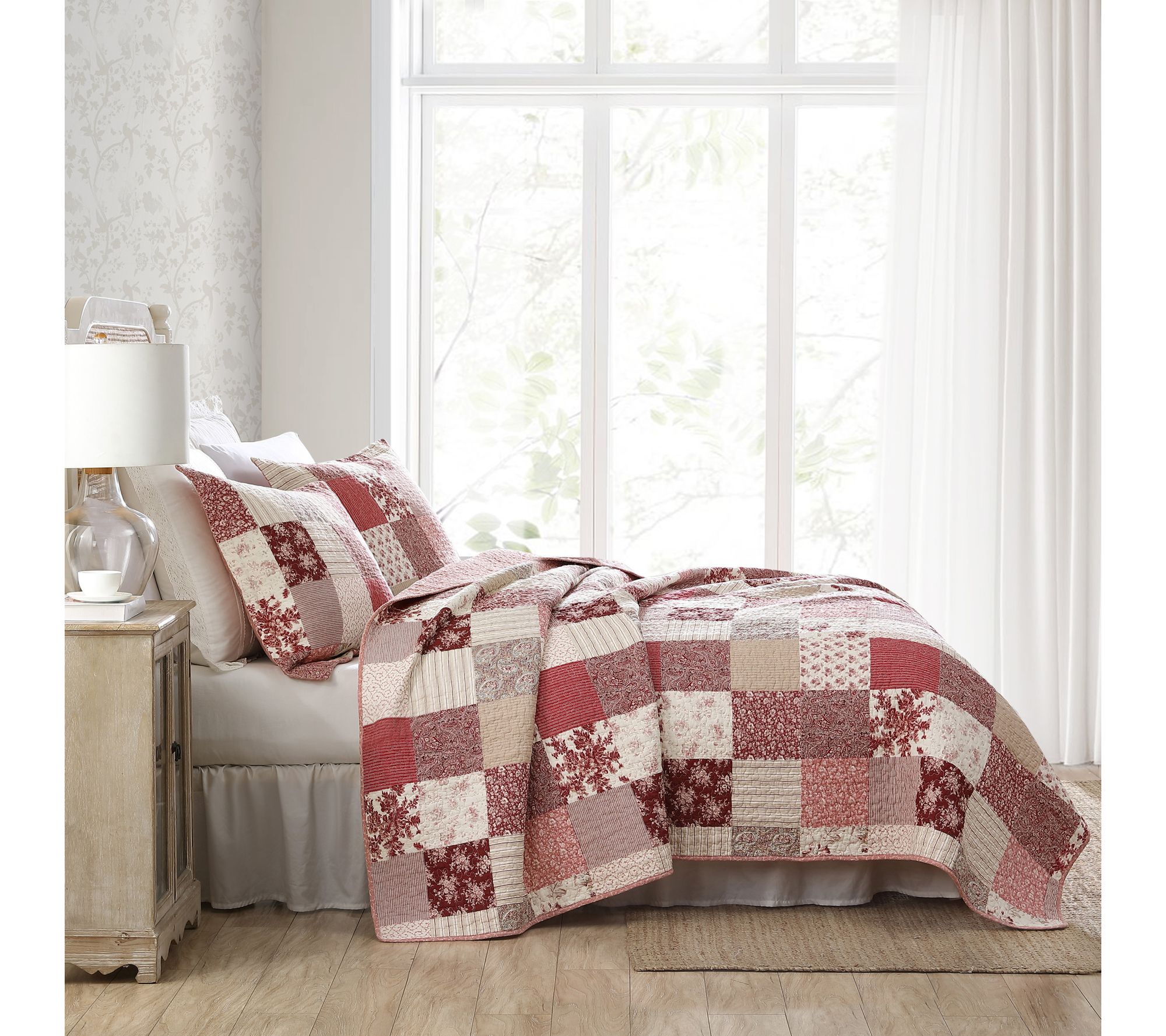 Laura Ashley Celina Patchwork Twin Quilt Sham Set - QVC.com