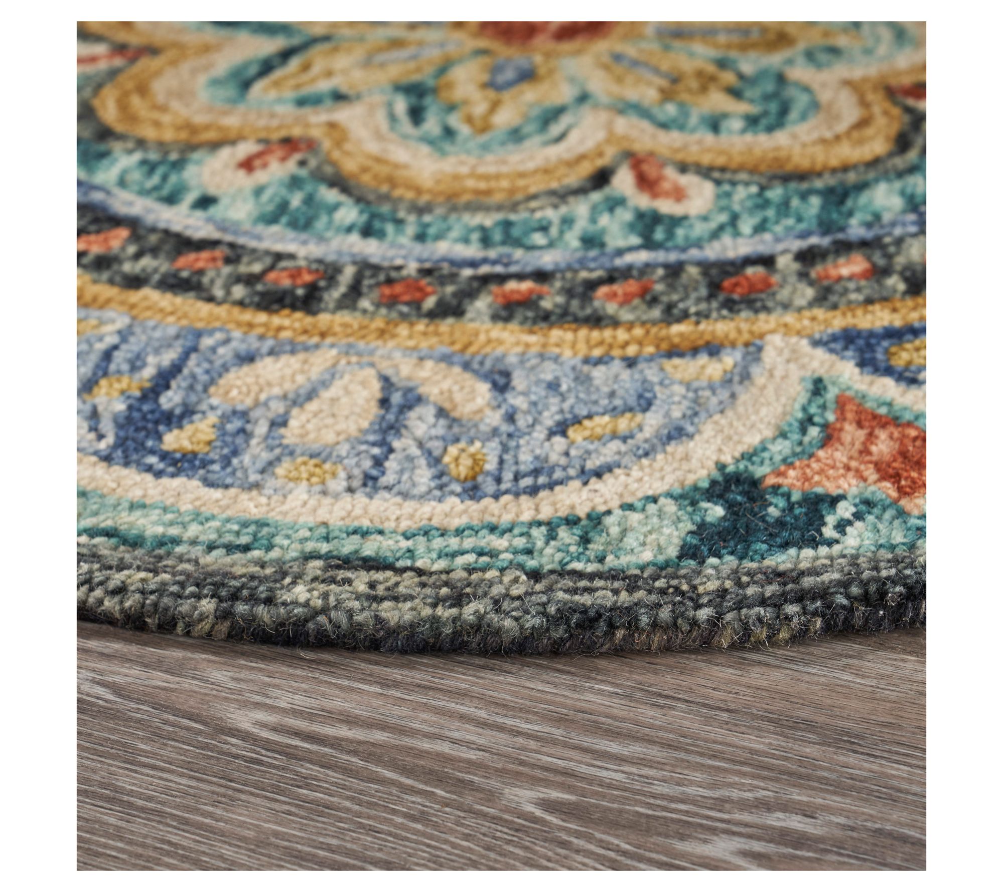 Ox Bay Vintage Floral Medallion Wool Indoor 4'Round Rug - QVC.com