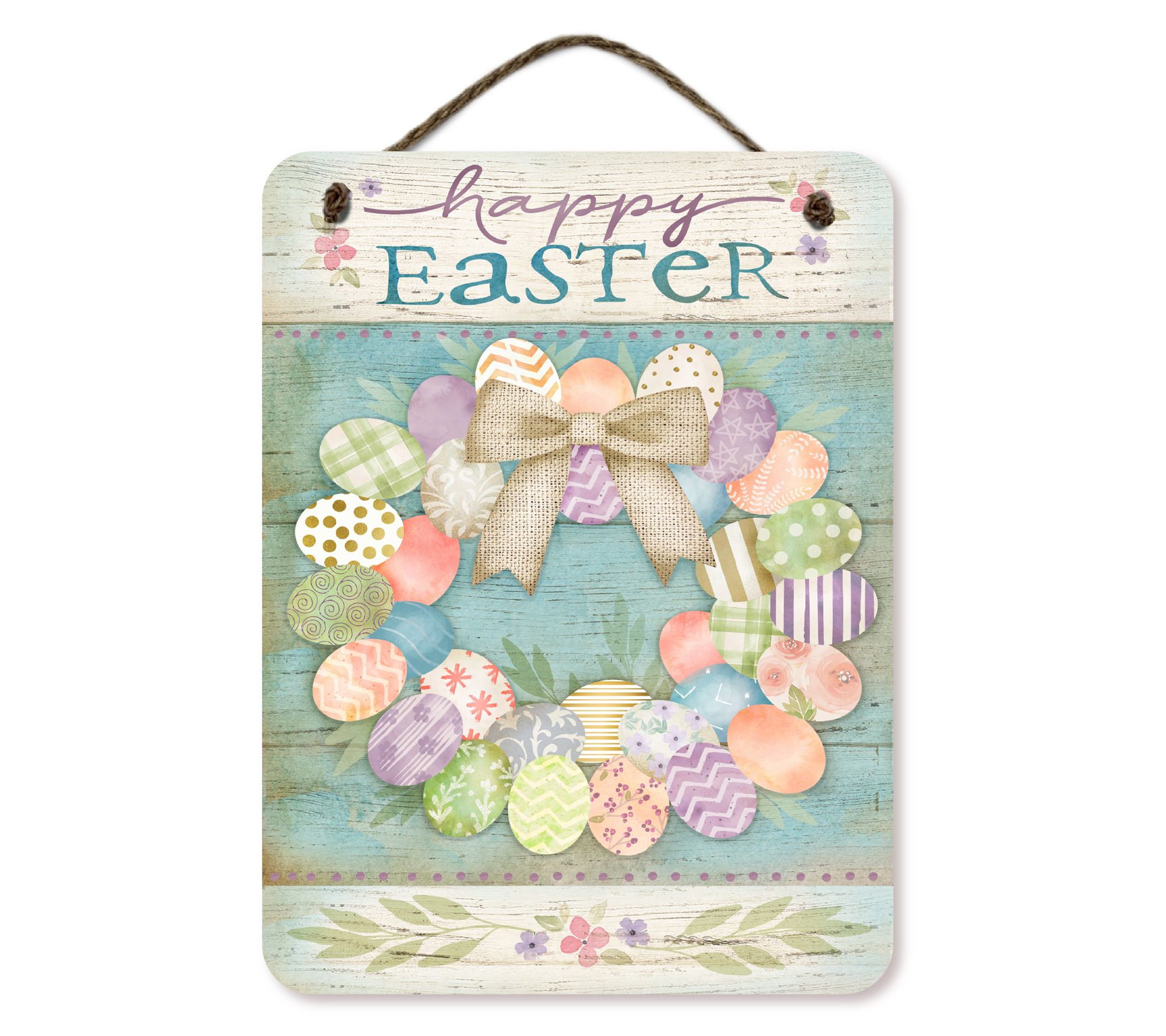 Courtside Market Easter Egg Wreath 12x16 Artboard with Twine - QVC.com
