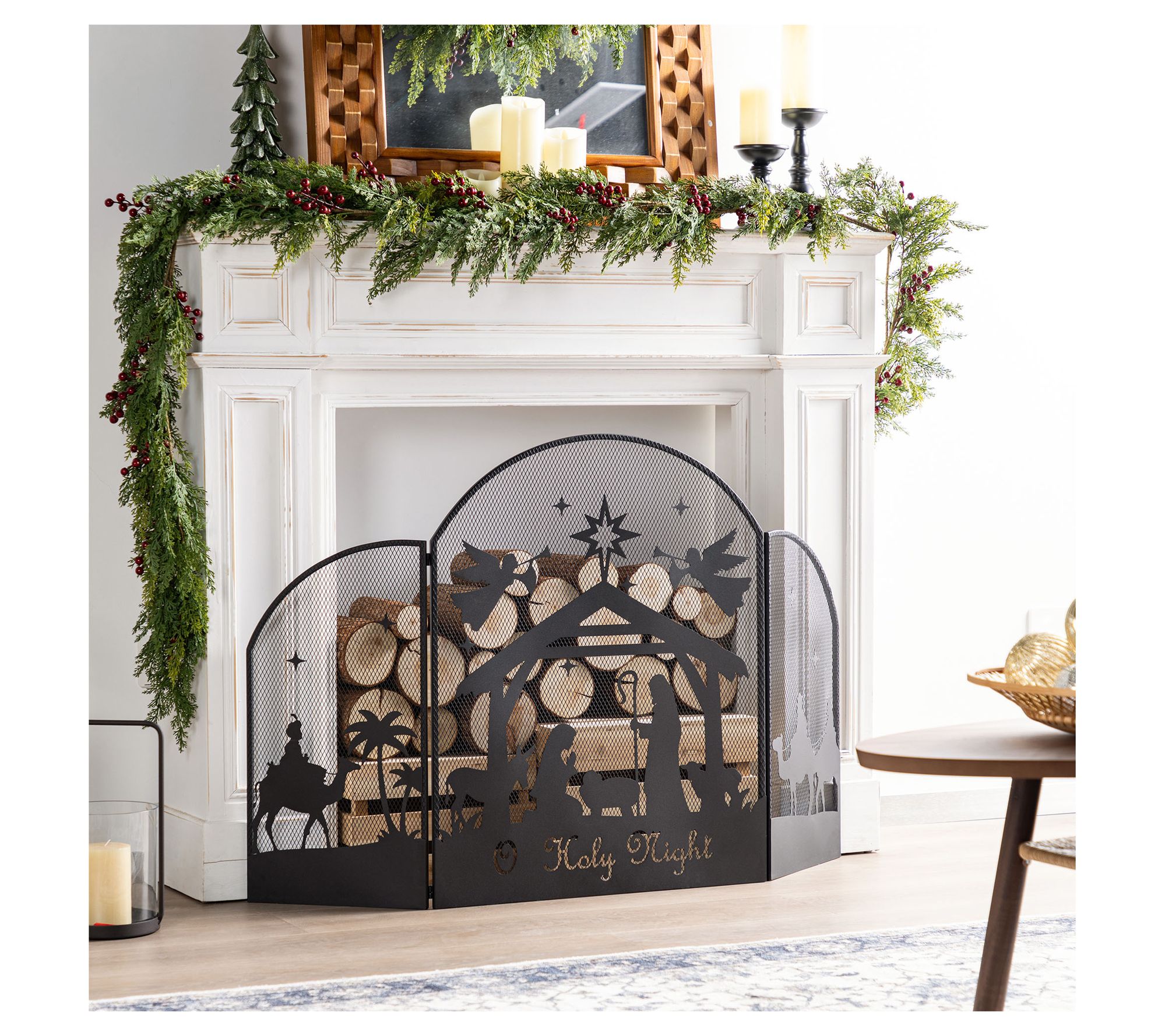 Glitzhome 48" Christmas Metal Mesh Silhouette Nativity Scene - QVC.com