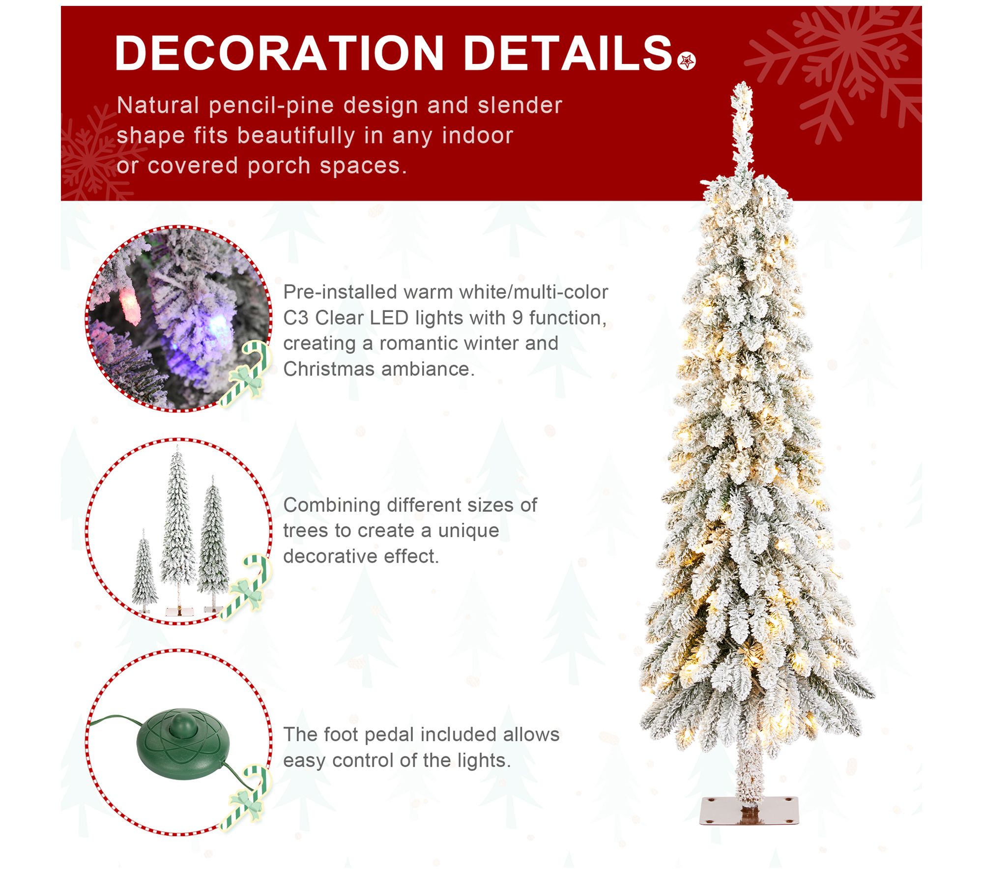 Glitzhome 4.5' LED Pre-Lit Flocked Faux Christmas Porch Tree - QVC.com