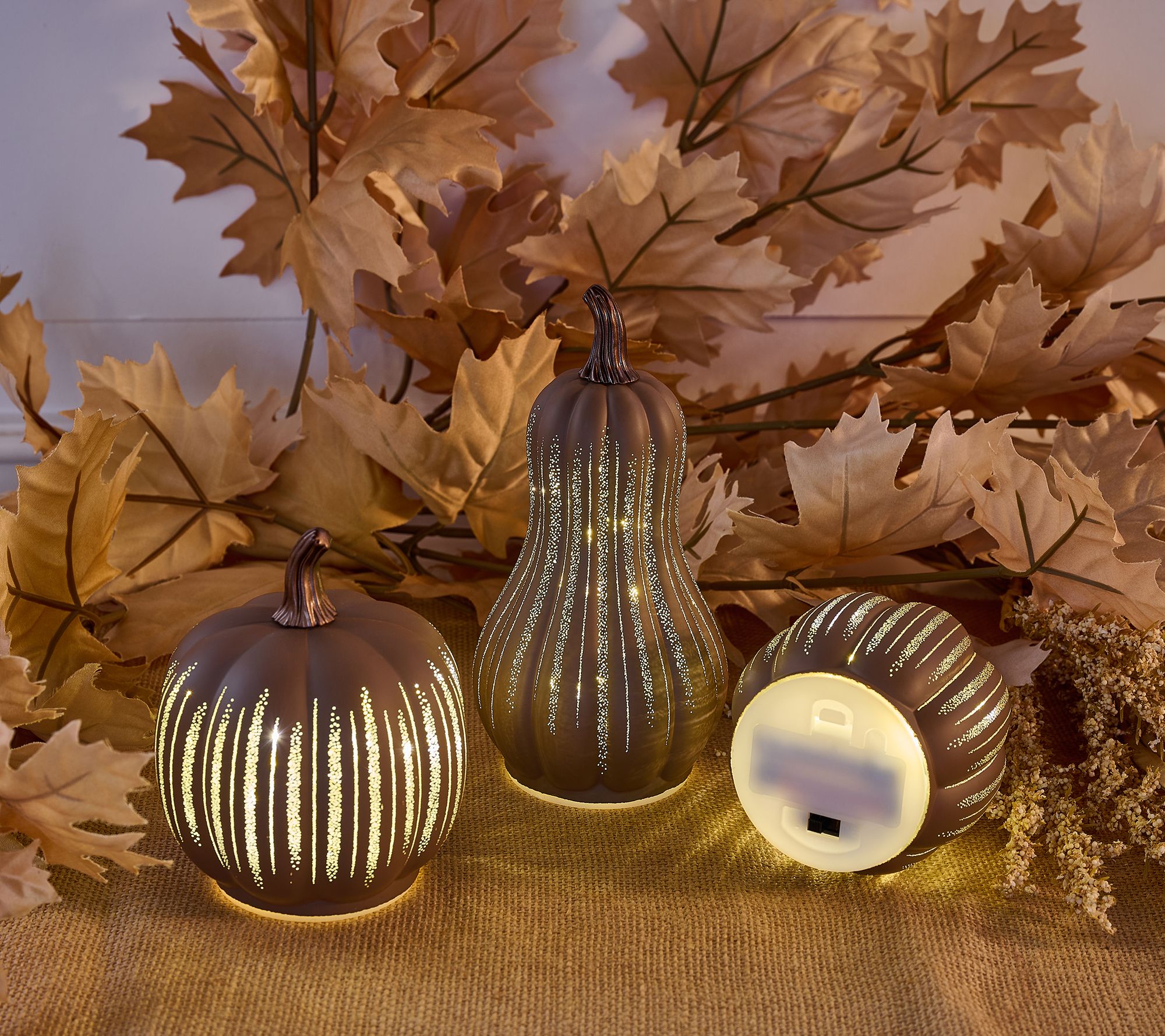 "As Is" Set of 3 Mini Starry Night Glass Pumpkins and Gourd - QVC.com