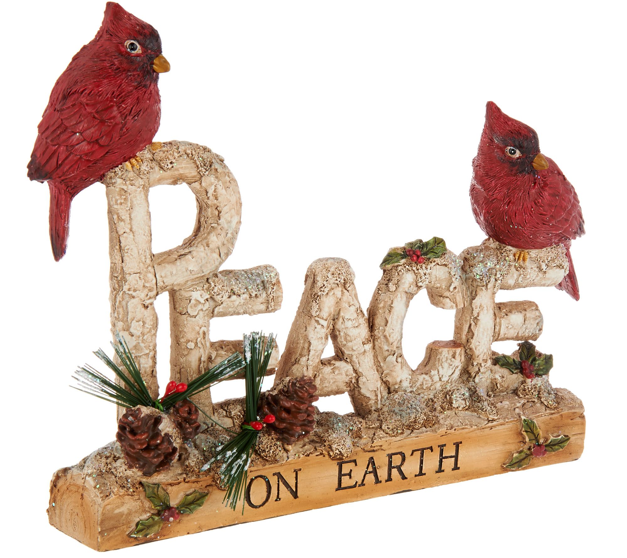 Decorative "Peace" Sign with Cardinals by Valerie - QVC.com