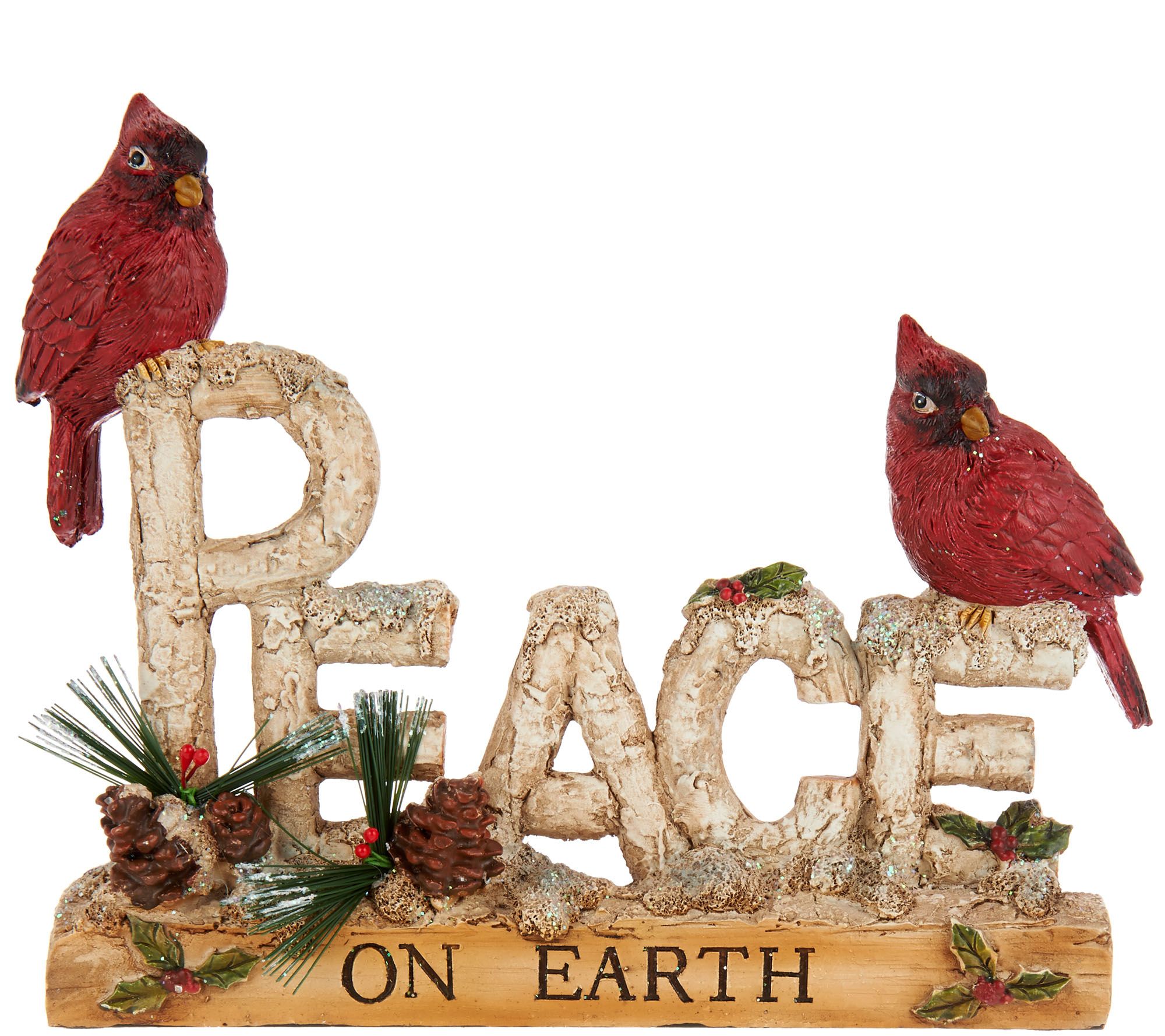 Decorative "Peace" Sign with Cardinals by Valerie - QVC.com