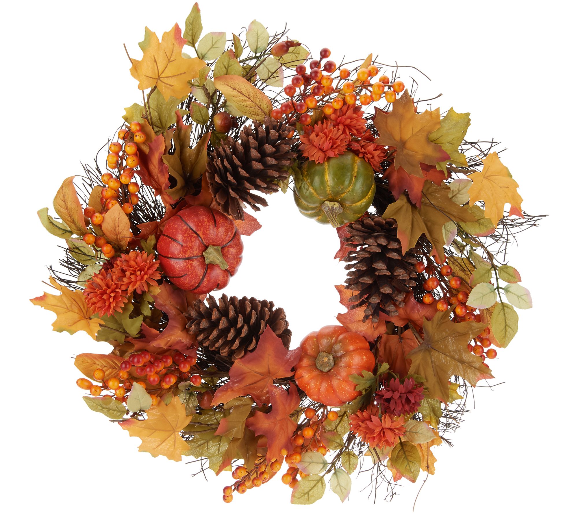 Plow & Hearth Fall Foliage 24" Wreath - QVC.com