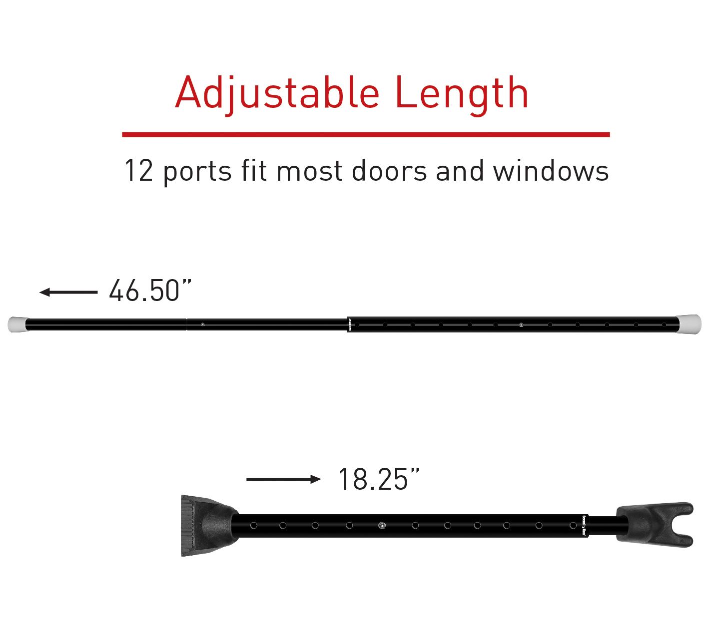 51" Adjustable Door Knob & Sliding Door Black S ecurity Bar - QVC.com