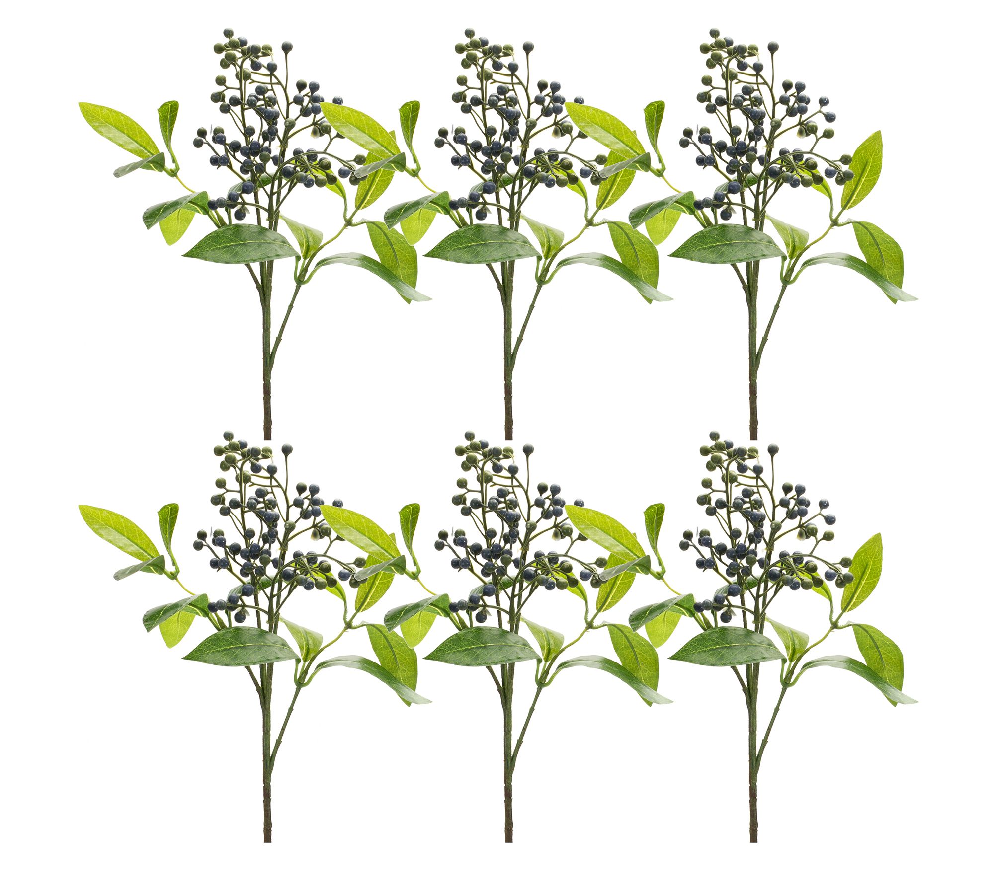 Melrose Blue Berry Spray (Set of 6) - QVC.com