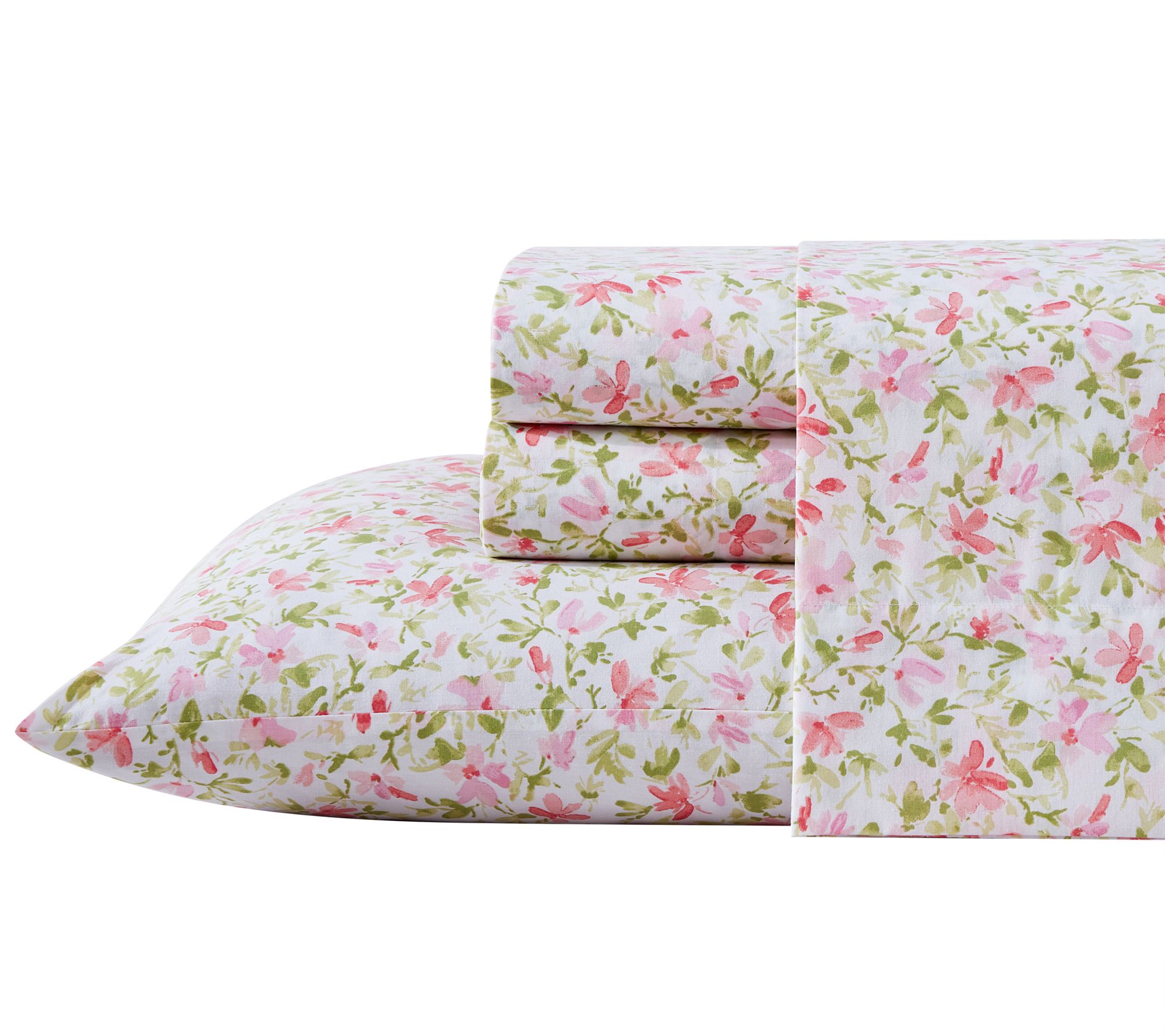 Laura Ashley No rella - Cotton Pink Queen Shee t Set - QVC.com