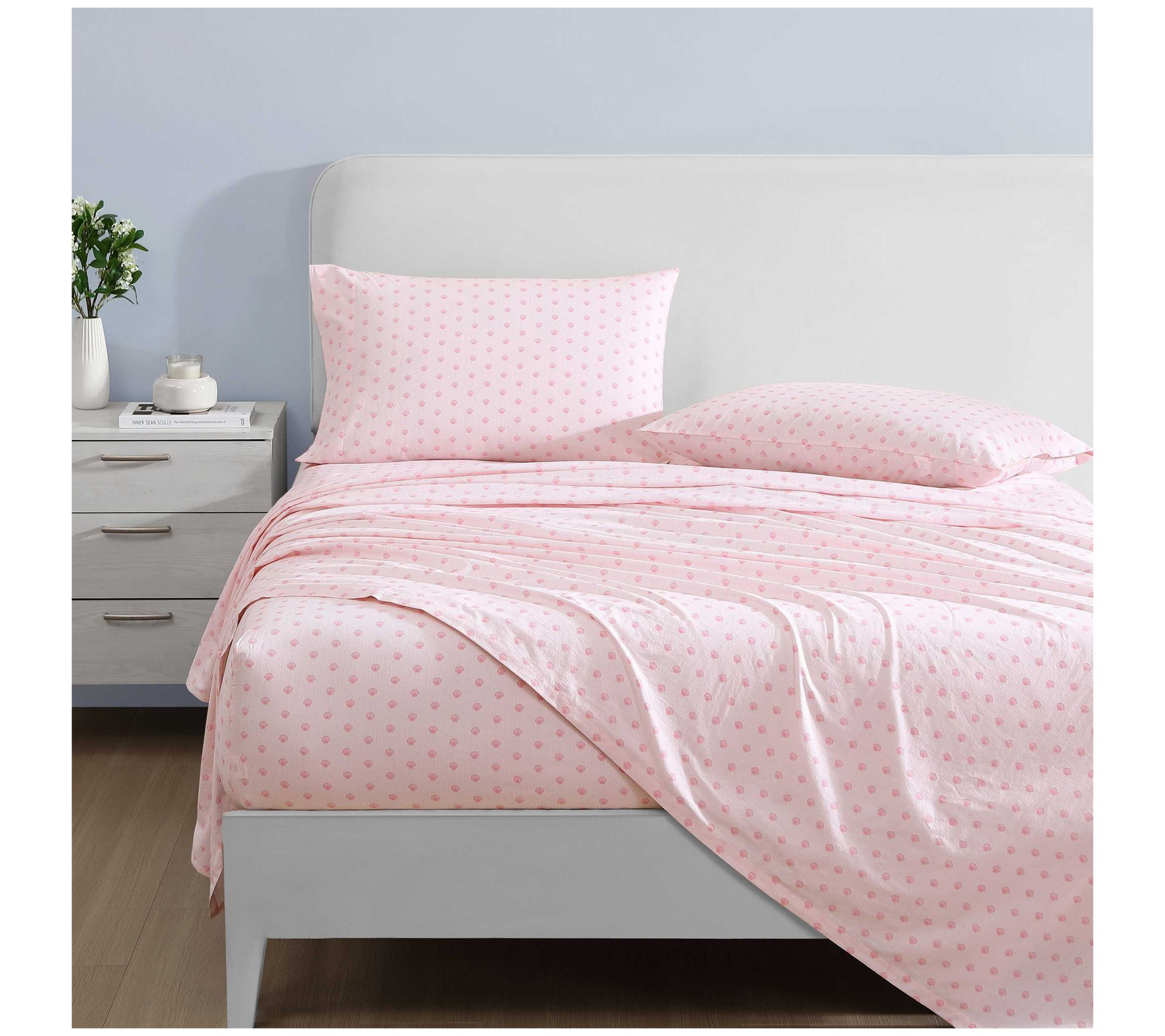 Laura Ashley Scallop Dollop Pink Full Sheet Set - QVC.com