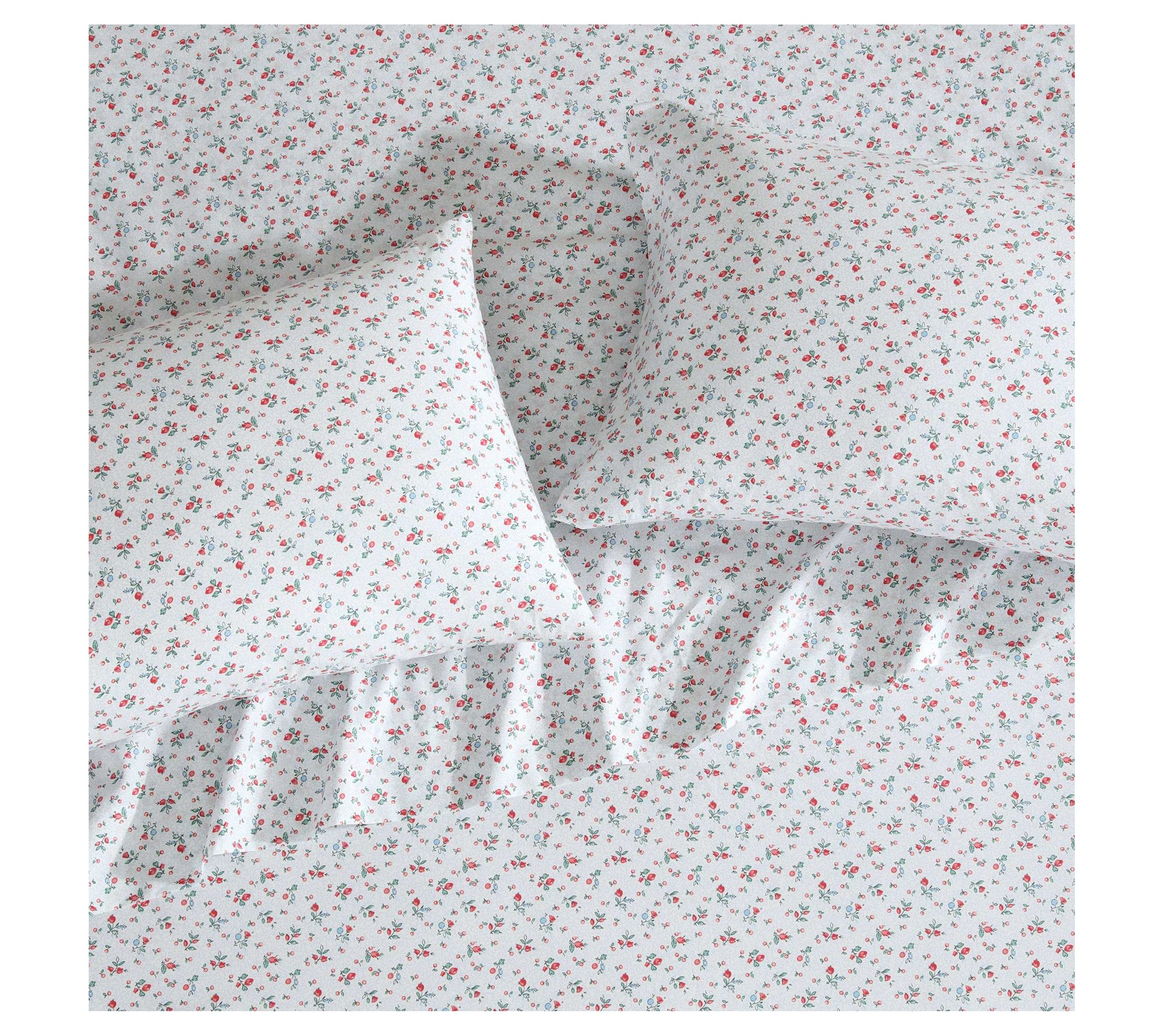 Laura Ashley Aylesmore Ditsy Red-Blue Twin XL Sheet Set - QVC.com