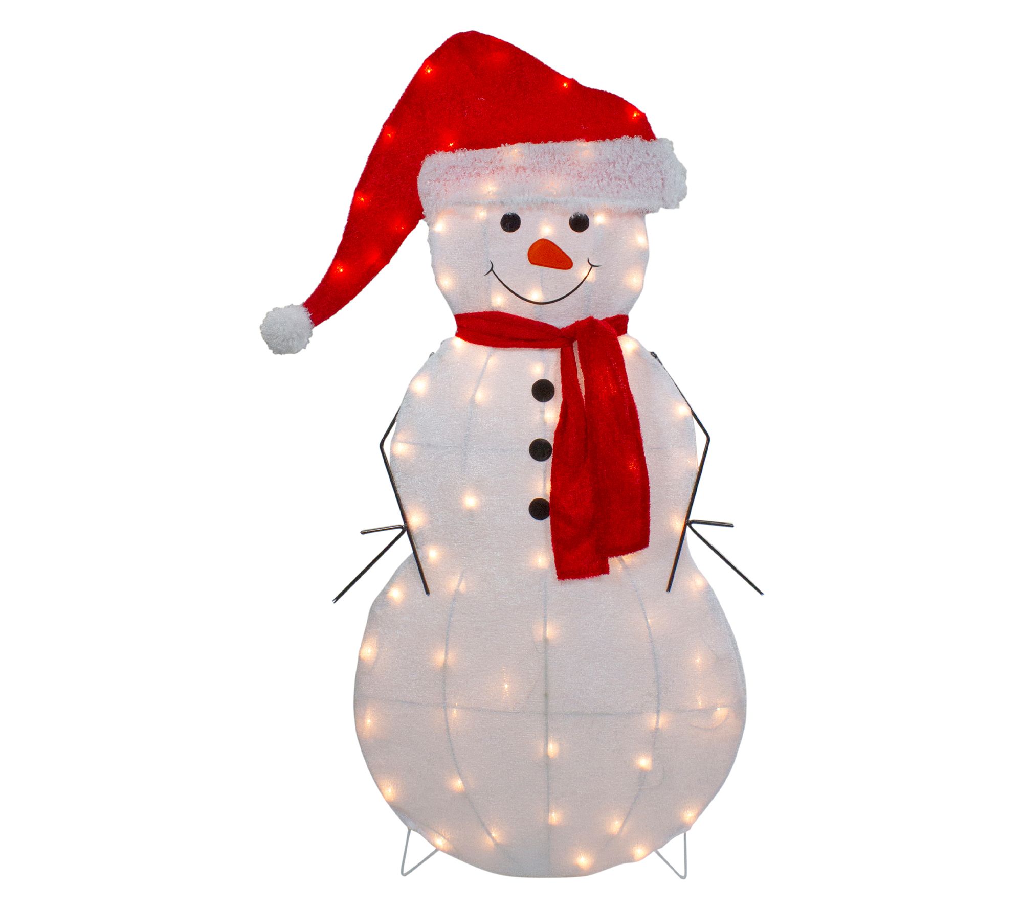 Northlight 42" Prelit 2D Snowman in Santa Hat Christmas Decor - QVC.com