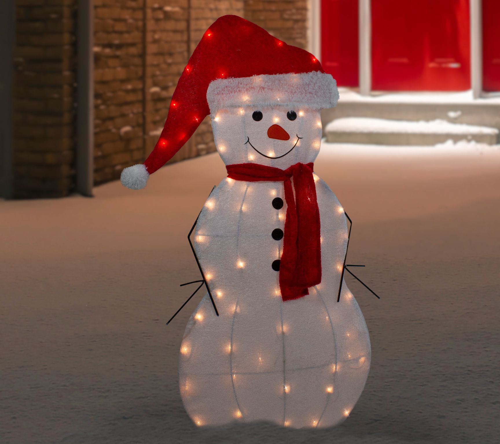 Northlight 42" Prelit 2D Snowman in Santa Hat Christmas Decor - QVC.com