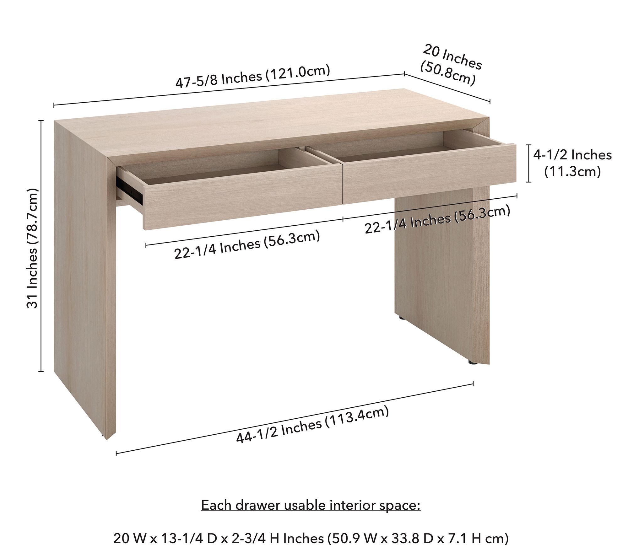 Hudson&Canal Pembroke 48'' Wide Rectangular Desk - QVC.com