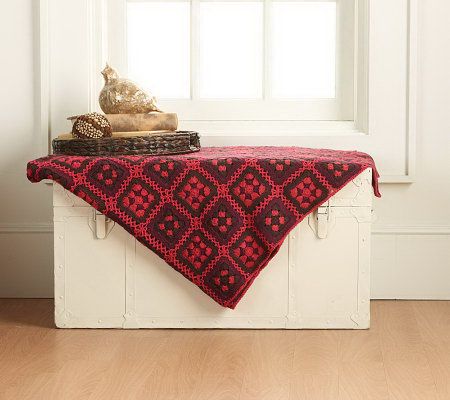Liz Claiborne New York Afghan Crochet Handmade 50"x60" Throw - QVC.com