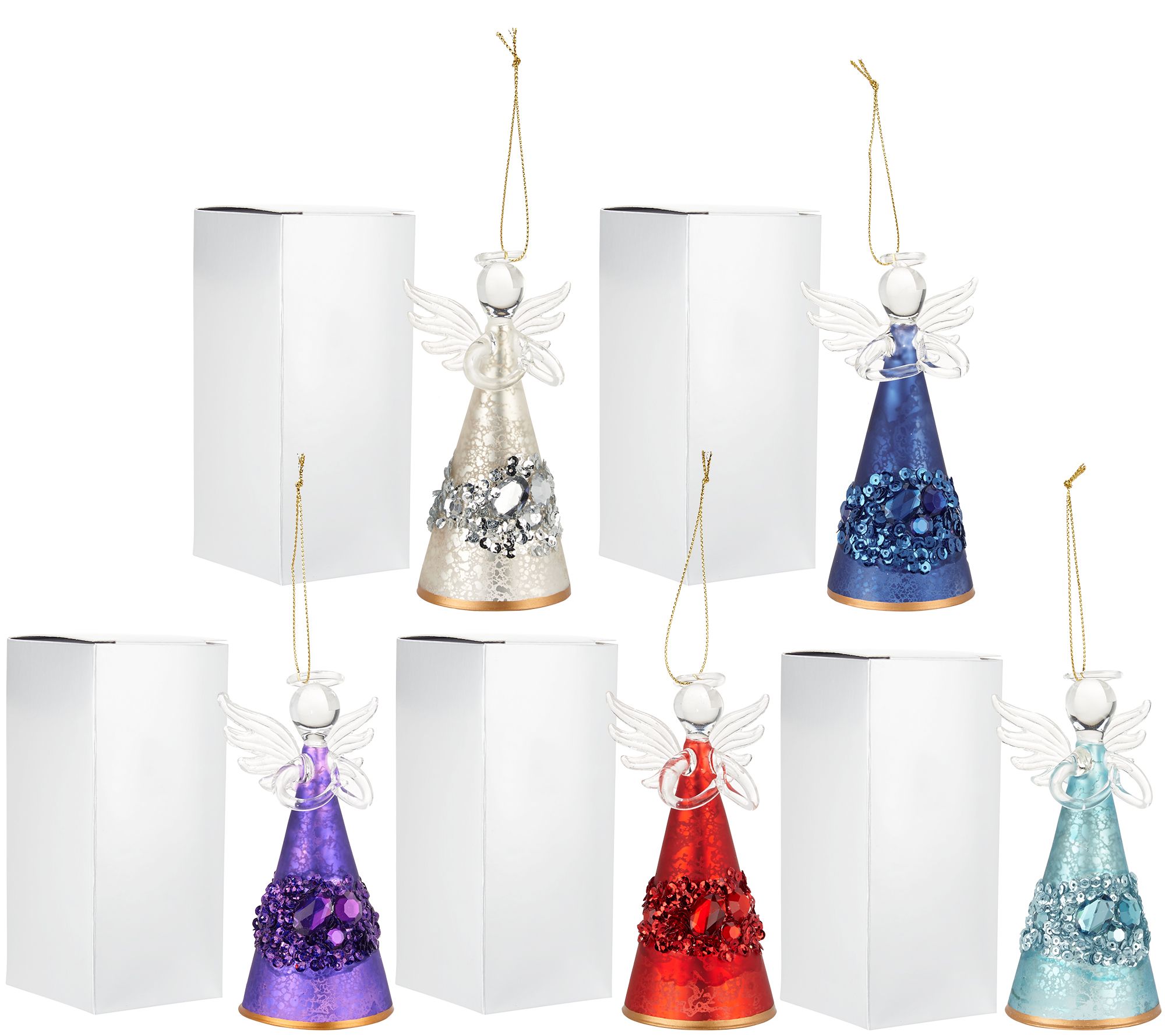 Set of 5 Jeweled Angels with Gift Boxes by Valerie by Valerie - QVC.com